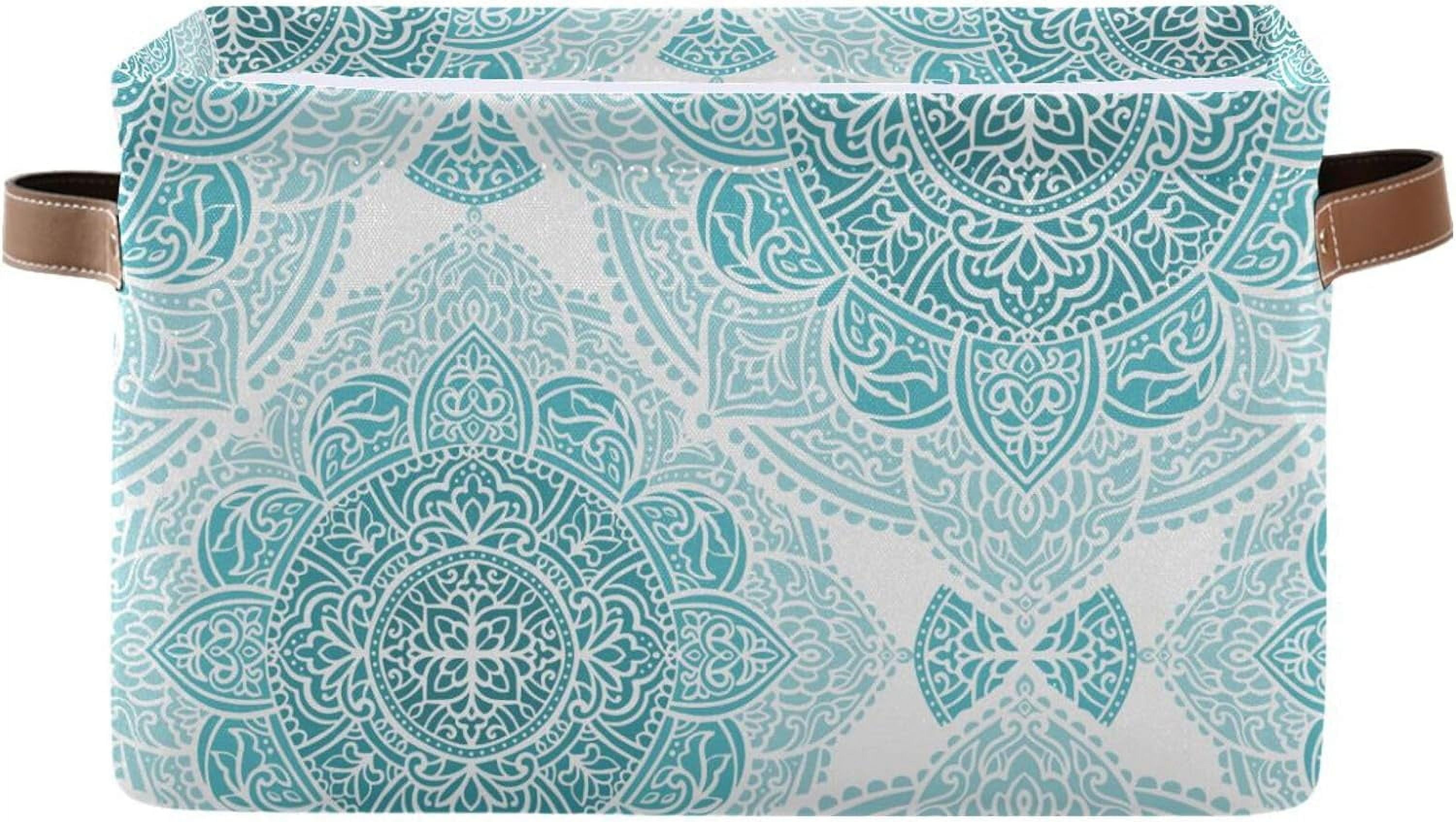 Coolnut 2 Pack Fabric Storage Basket Aqua Turquoise Mandala Closet ...