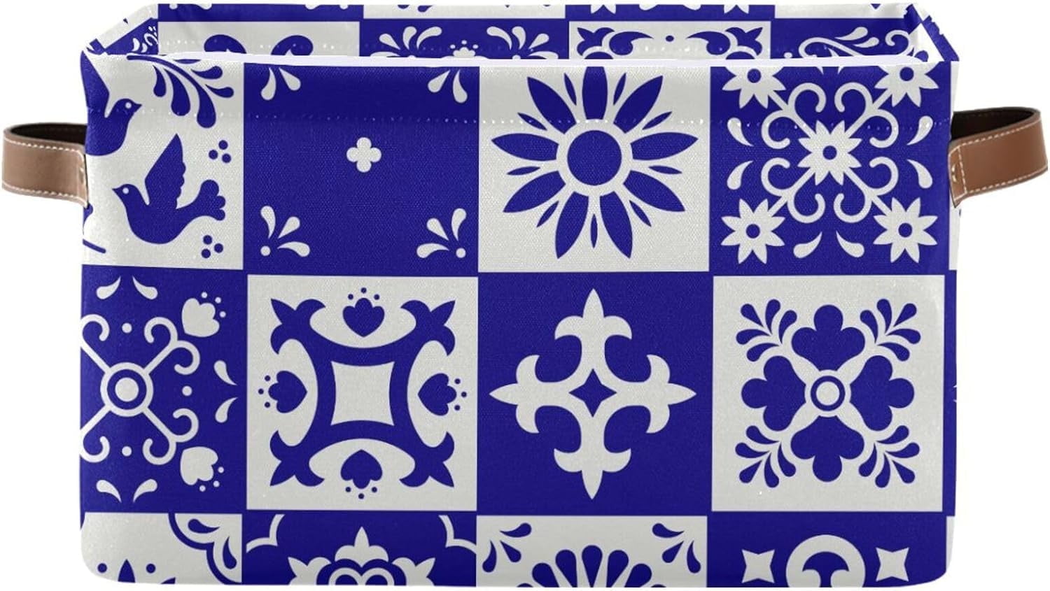 Coolnut 2 Pack Fabric Storage Basket Ceramic Mexican Talavera Closet ...