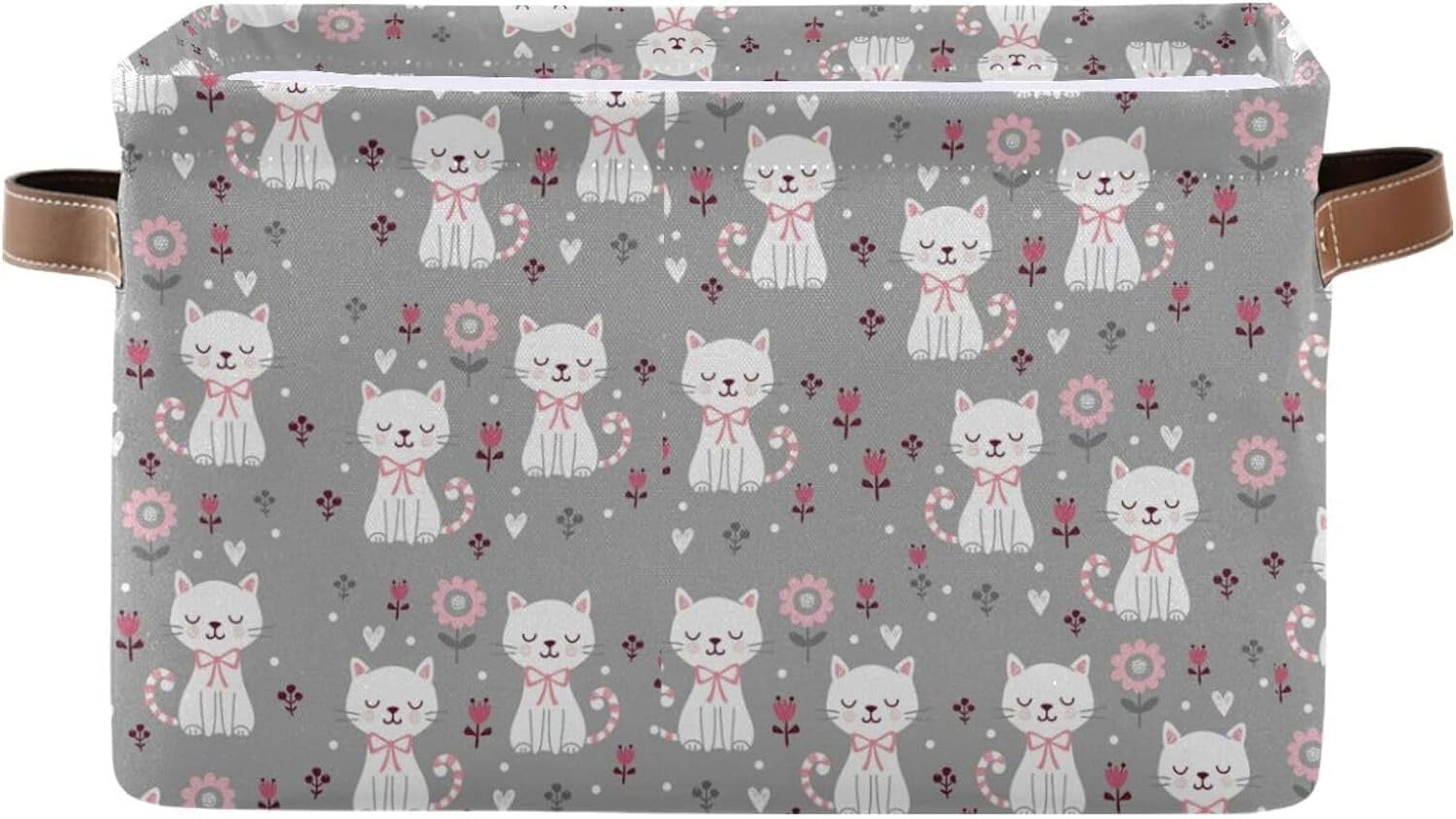 Coolnut 2 Pack Fabric Storage Basket Cute Cat Flower Closet Storage ...