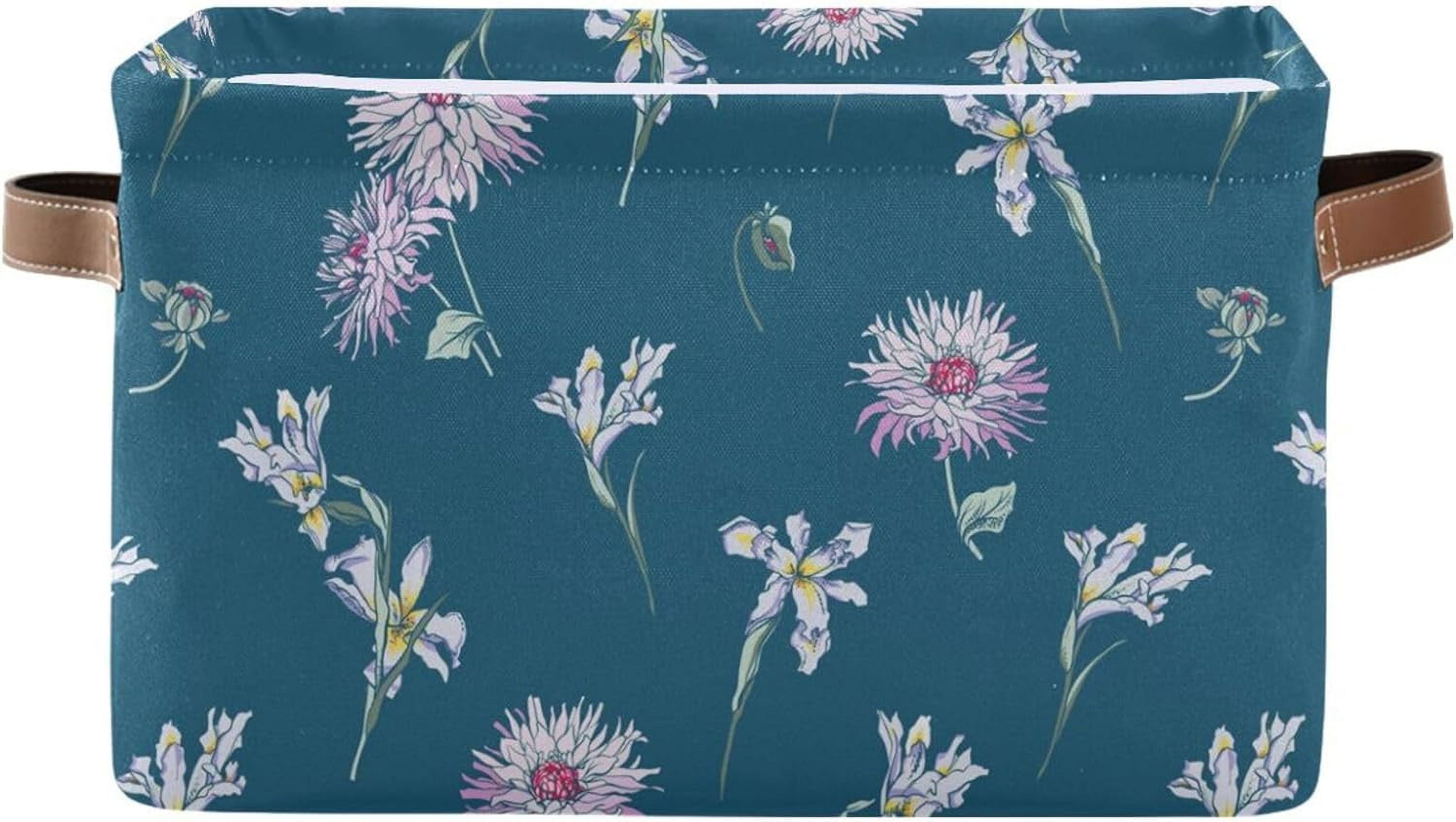 Coolnut 2 Pack Fabric Storage Basket Floral Pattern Closet Storage Bins ...