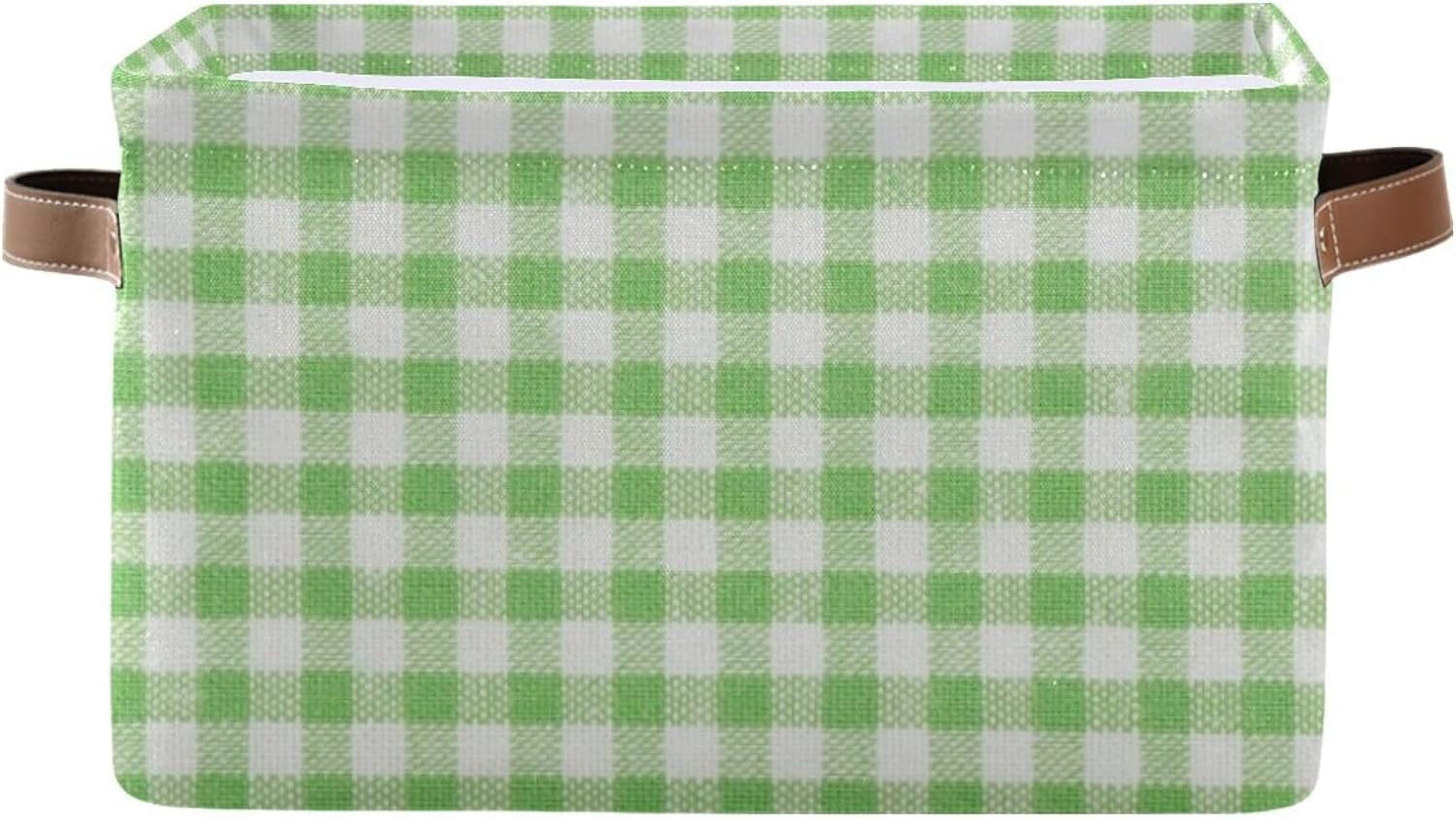 Coolnut 2 Pack Fabric Storage Basket Green Checked Closet Storage Bins ...