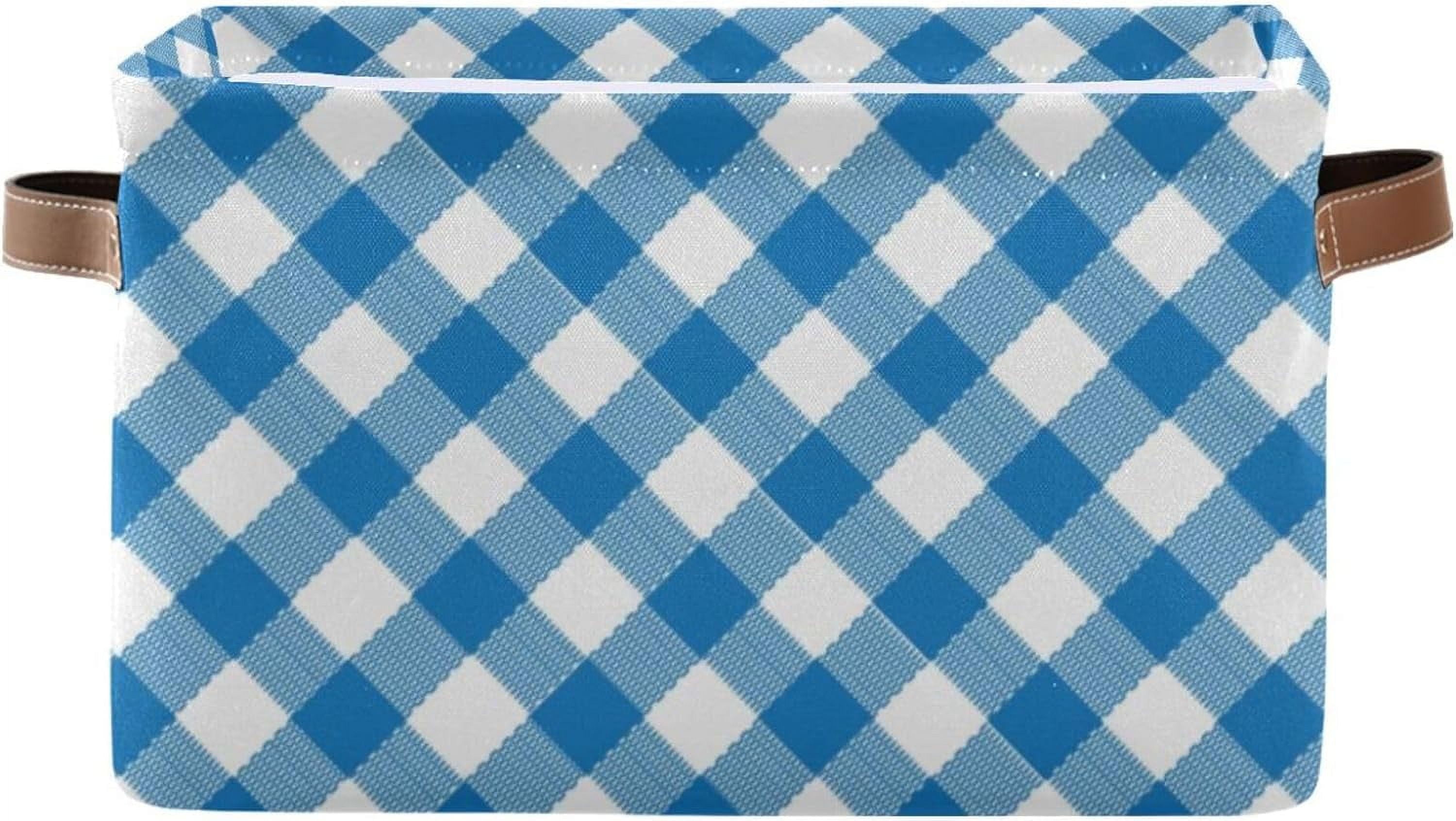 Coolnut 2 Pack Fabric Storage Basket Navy Blue Checked Closet Storage ...