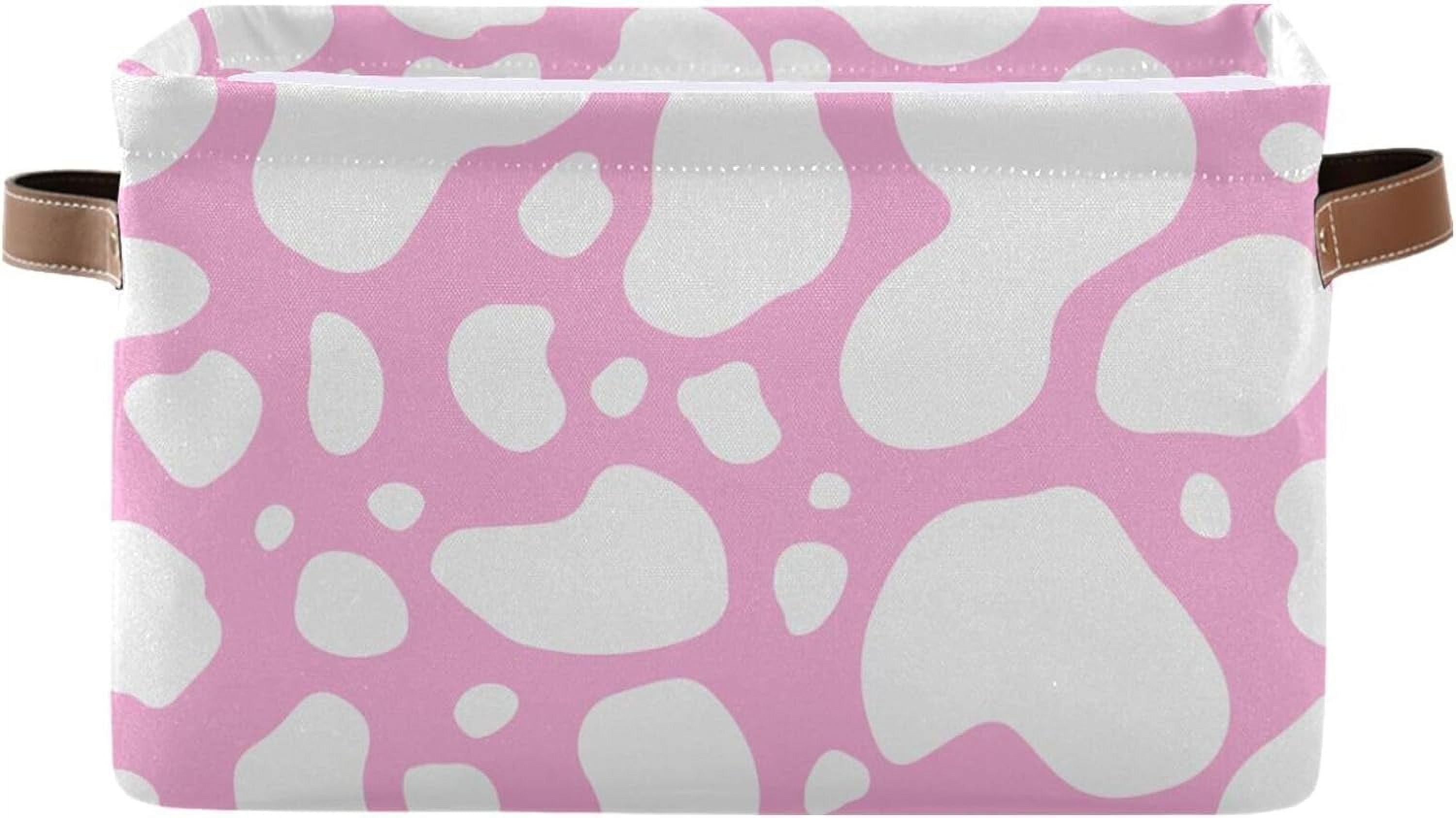 Coolnut 2 Pack Fabric Storage Basket Pink Cow Print Closet Storage Bins ...