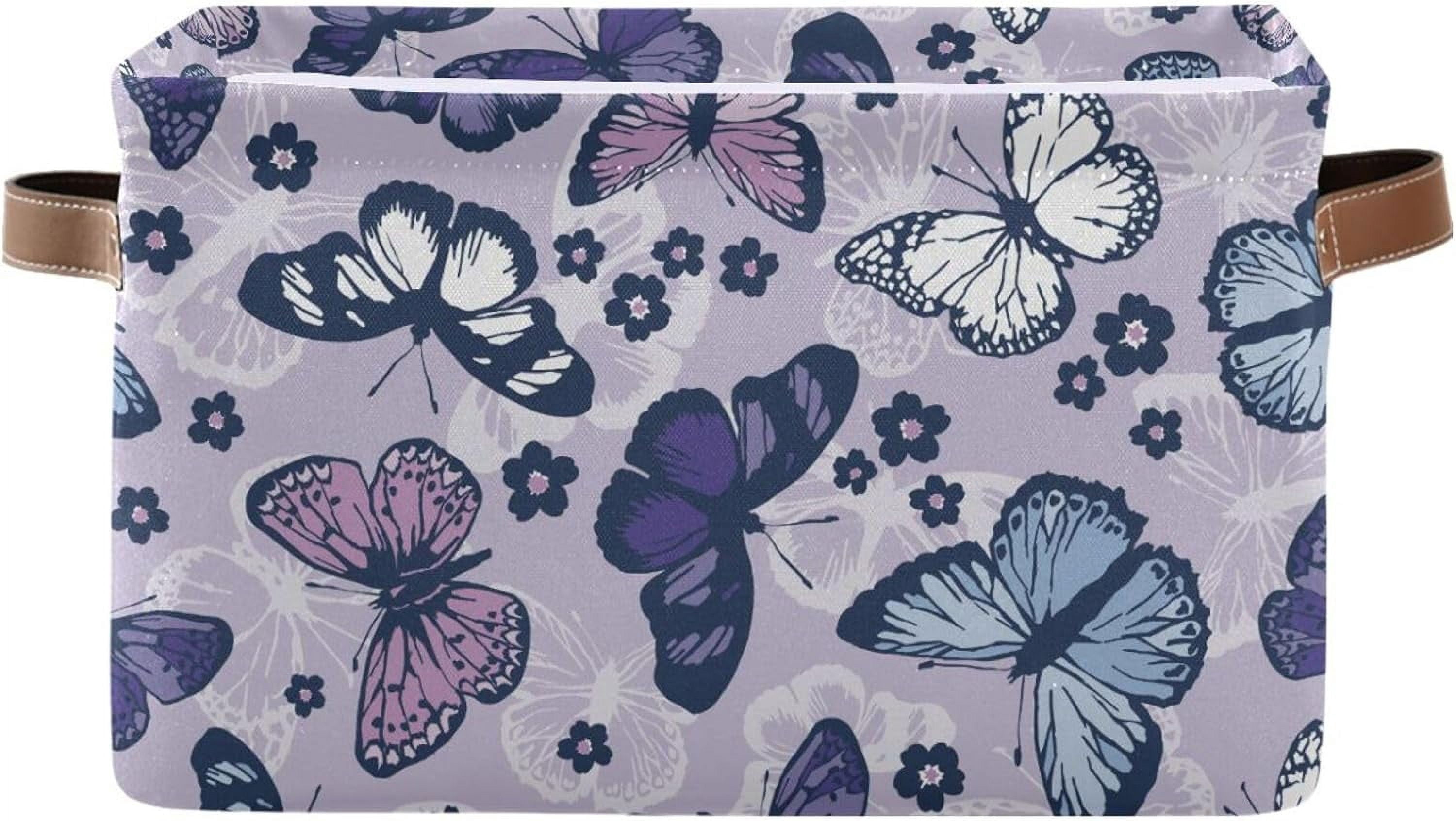 Coolnut 2 Pack Fabric Storage Basket Purple Butterfly Closet Storage ...