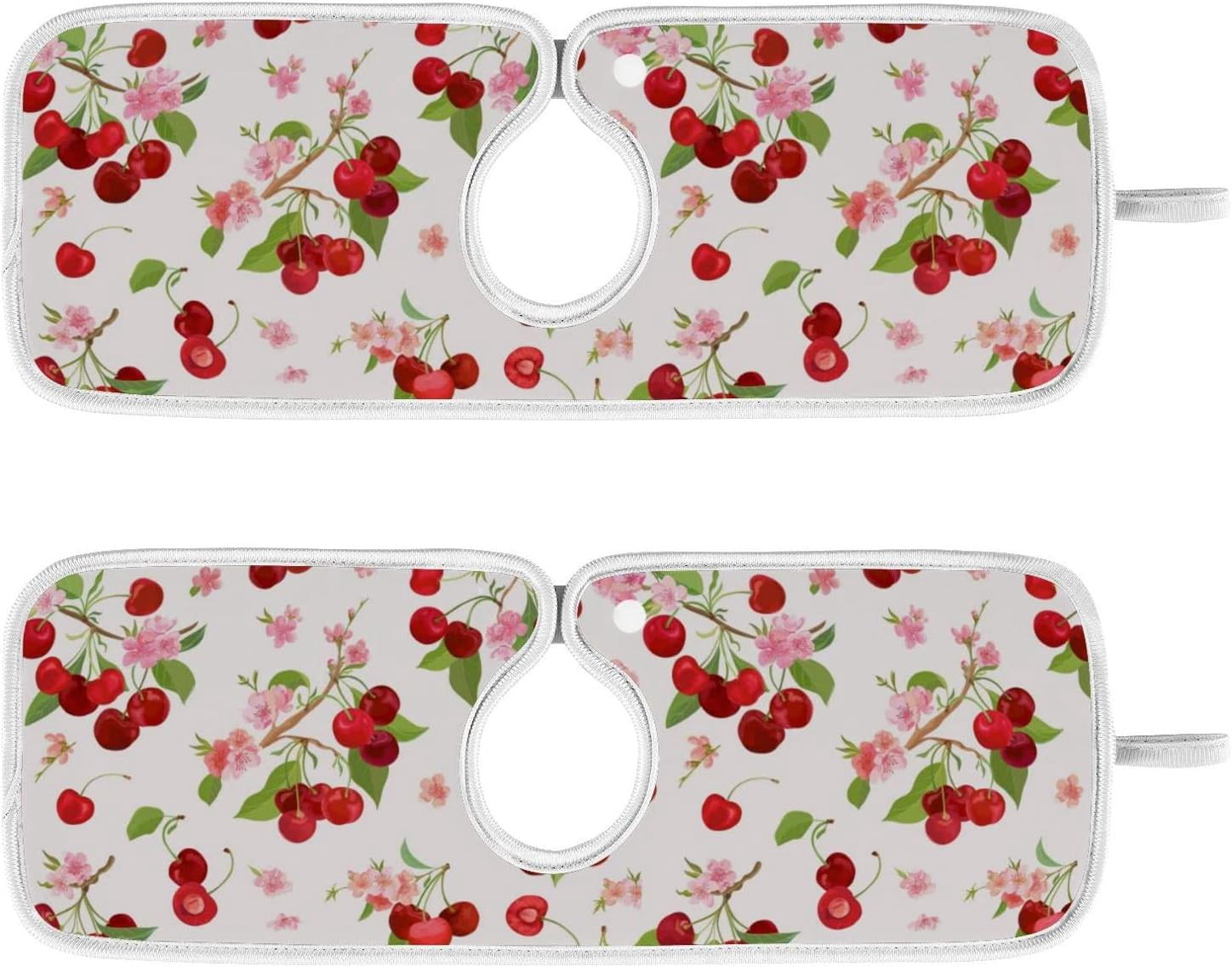 Coolnut 2 Pack Faucet Mat Splash Guard for Kitchen Sink, Cherry Summer ...