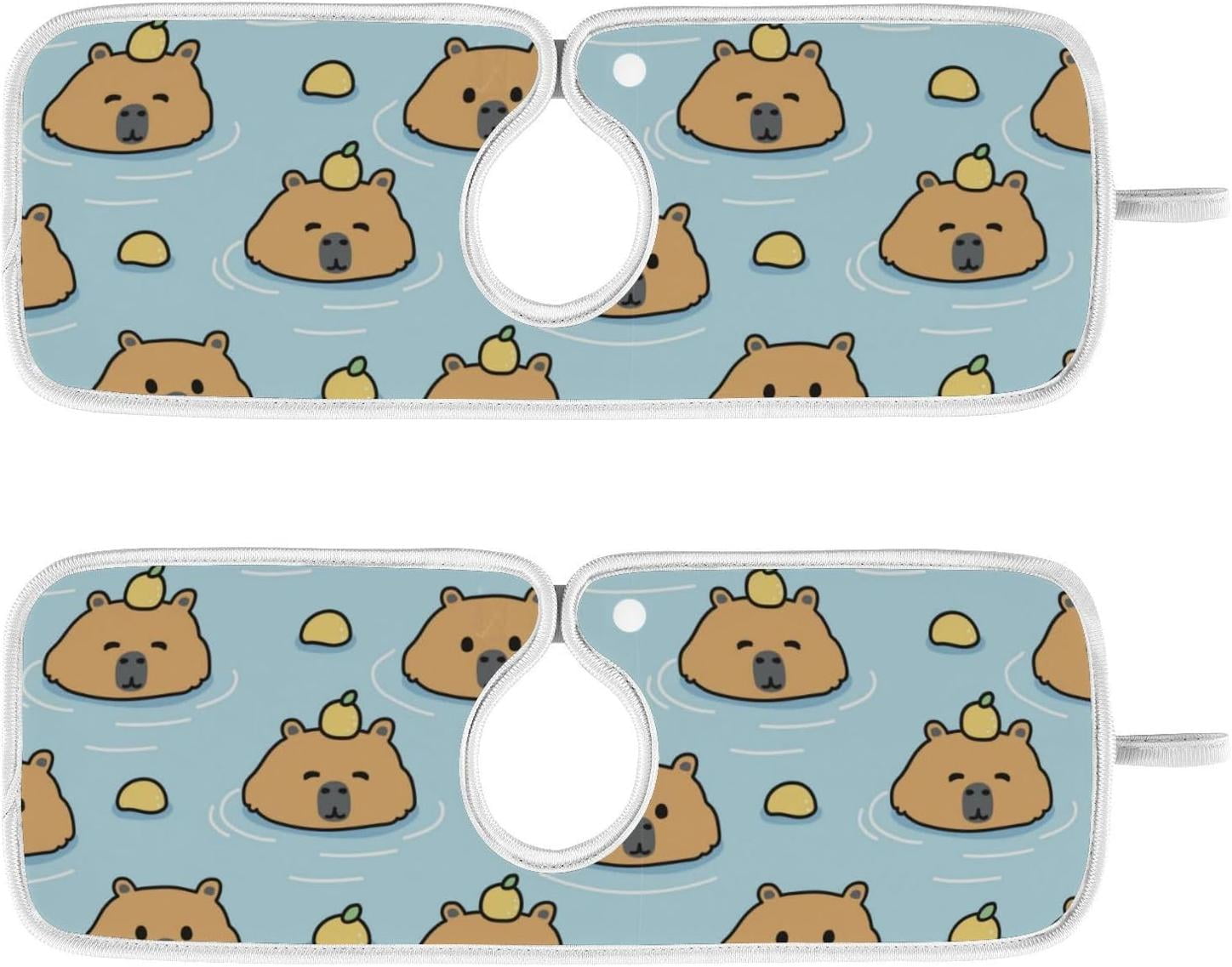 Coolnut 2 Pack Faucet Mat Splash Guard for Kitchen Sink,Cute Capybara ...