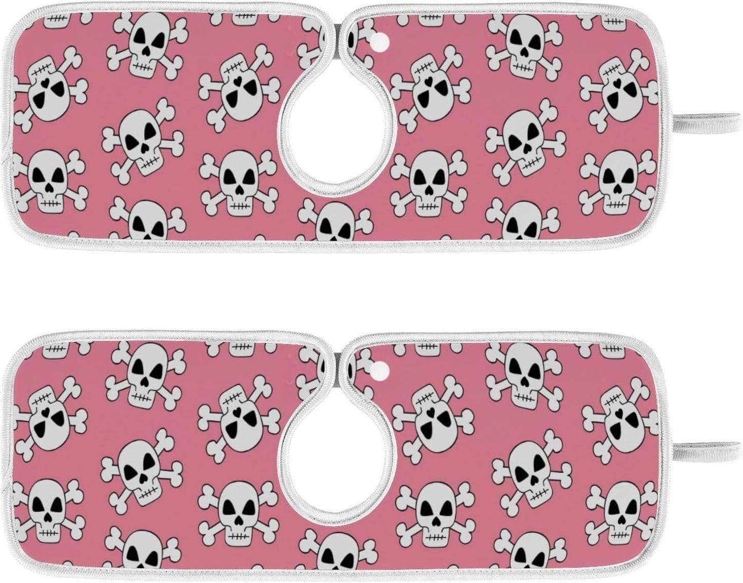 Coolnut 2 Pack Faucet Mat Splash Guard for Kitchen Sink, Doodle Skull ...