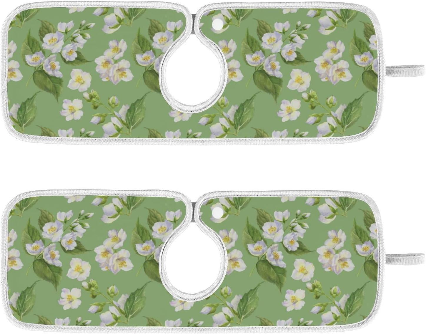 Coolnut 2 Pack Faucet Mat Splash Guard for Kitchen Sink, Floral Pattern ...