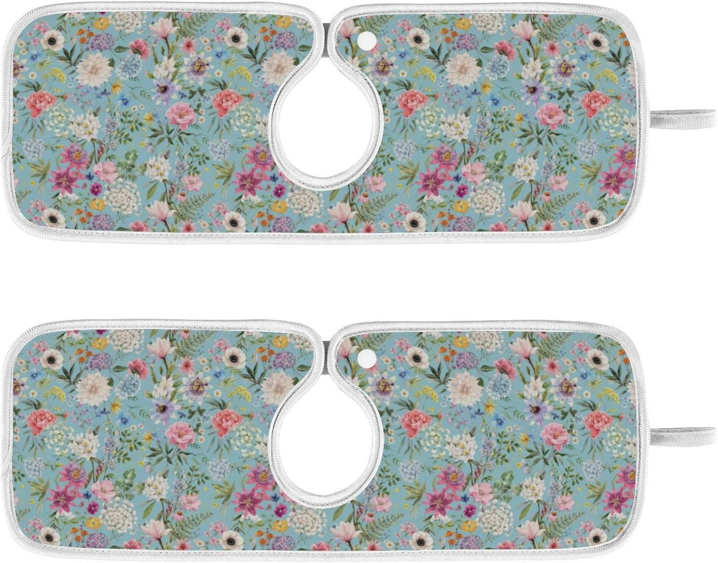 Coolnut 2 Pack Faucet Mat Splash Guard for Kitchen Sink,Floral Summer ...