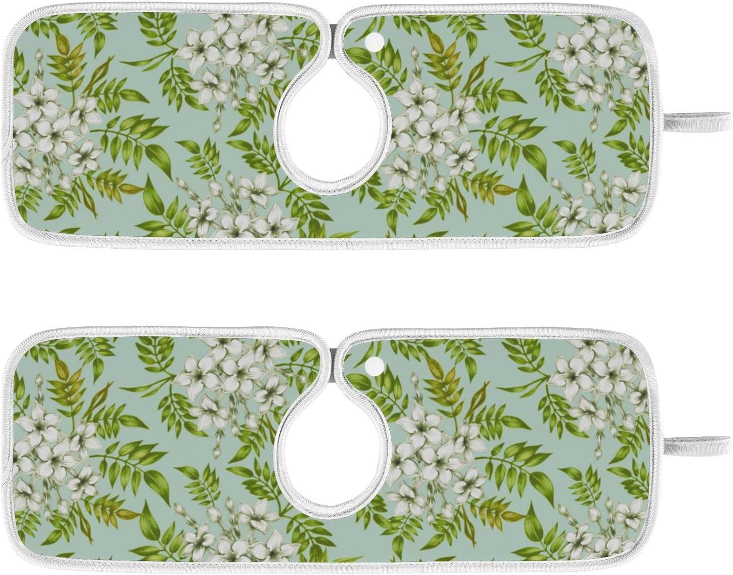 Coolnut 2 Pack Faucet Mat Splash Guard for Kitchen Sink, Jasmine Flower ...