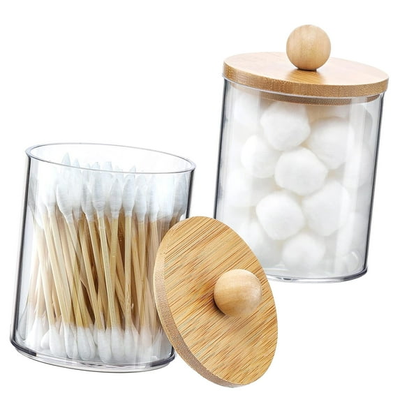 Coolnut 2 Pack Qtip Holder Dispenser with 10 oz Clear Plastic ...