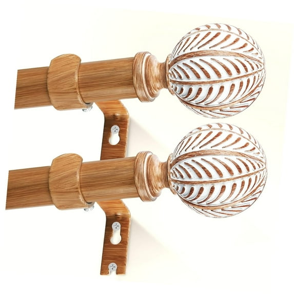 Coolnut 2 Pack Wood Curtain Rod, Curtain Rods for 66 to 120 Inch, 1 ...