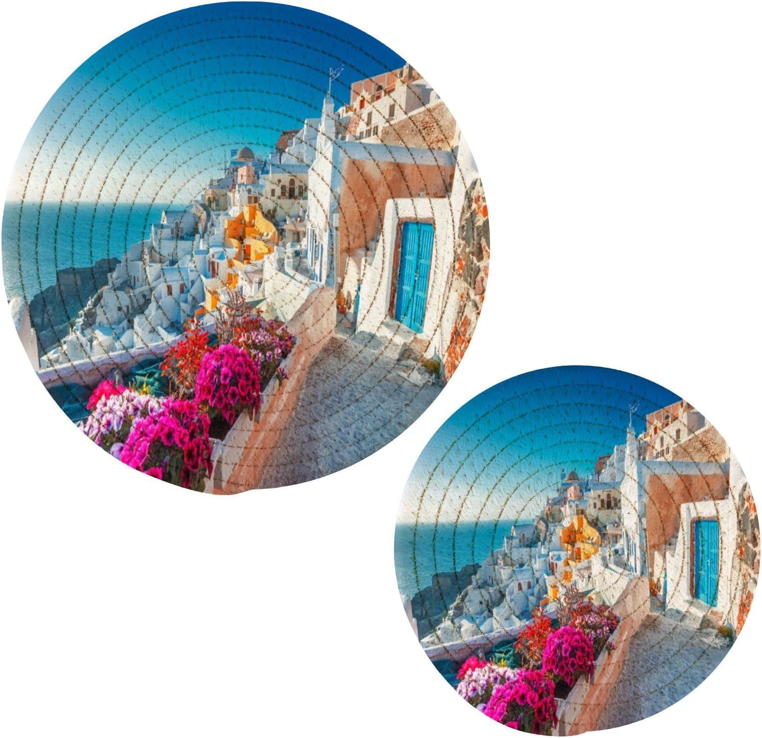 Coolnut 2-Pcs Santorini Greece Trivet Pot Holder - Round Woven ...