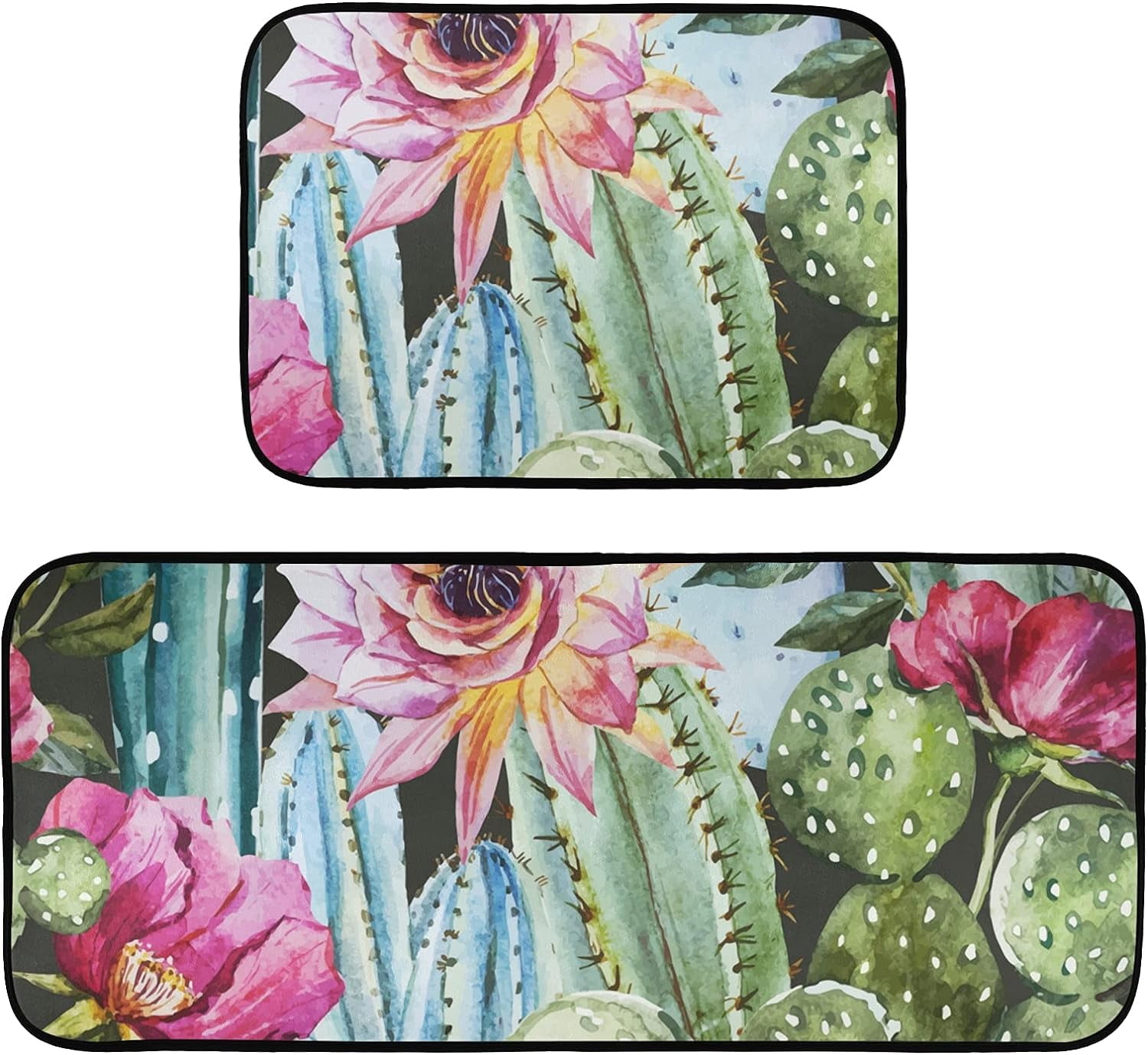 Coolnut 2 Piece Flowers Roses Cactus Anti-Fatigue Kitchen Rug ...