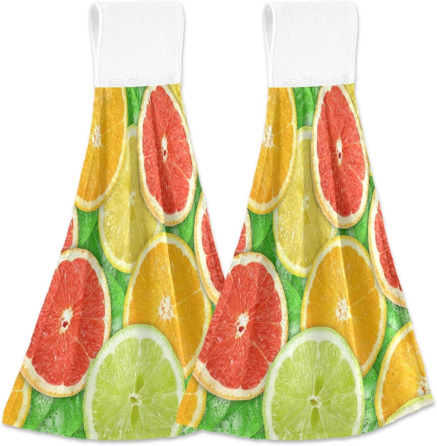 Coolnut 2 Pieces Lemon Kitchen Towels with Hanging Loop, Soft ...