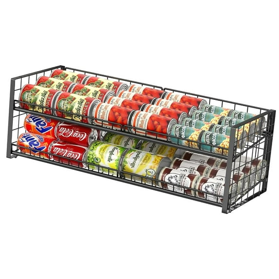 Coolnut 2-Tier Stackable Can Organizer for Pantry, Extra-Long Can Rack ...
