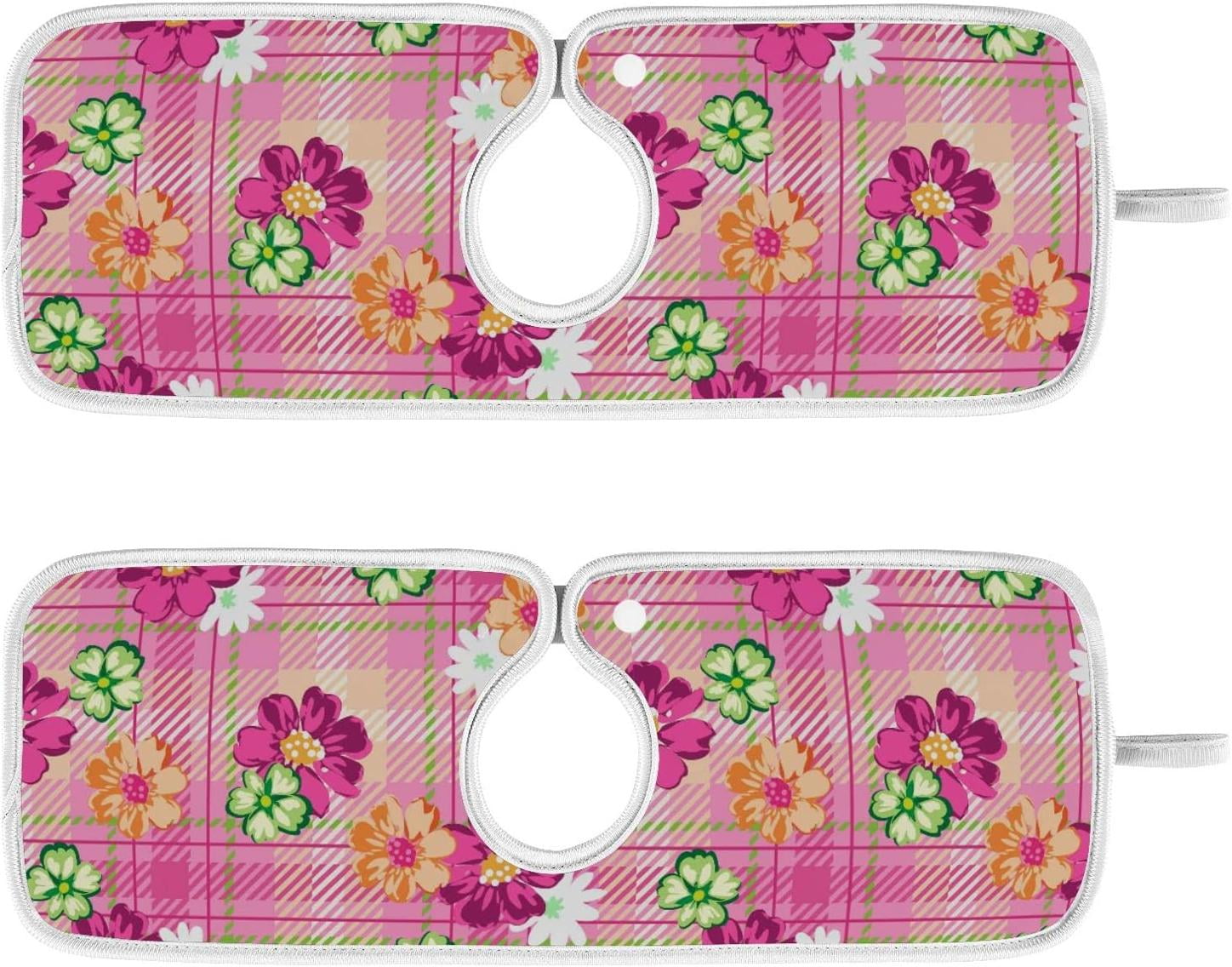 Coolnut 2 packs Kitchen Faucet Absorbent Mat,Pink Plaid Floral Sink ...