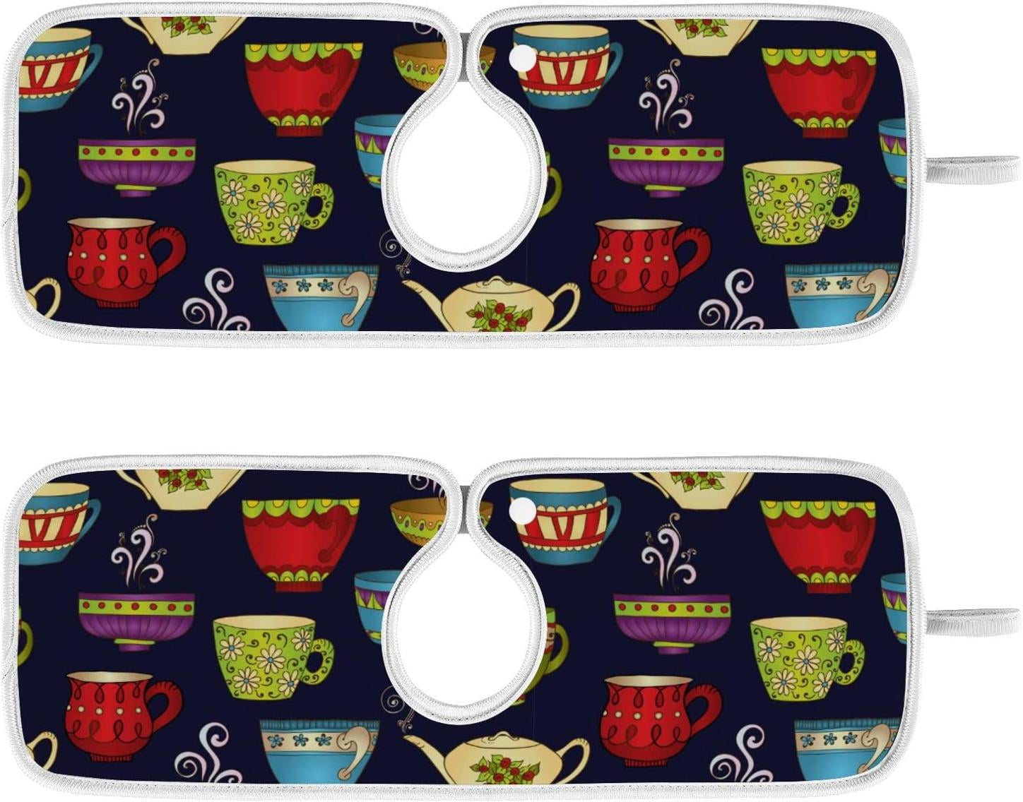 Coolnut 2 packs Kitchen Faucet Absorbent Mat,Tea Pattern Sink Splash ...