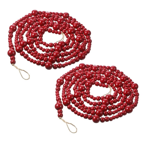 Coolnut 20 Feet Christmas Wooden Beads Garland Red Christmas Tree ...