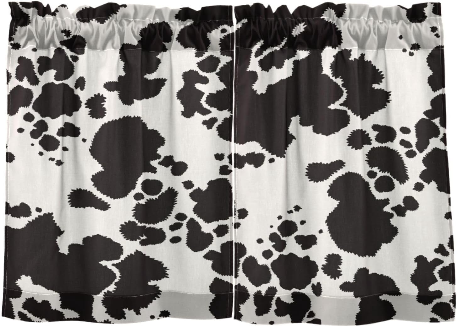 Coolnut 24 Inch Length Kitchen Curtains Cow Pattern 2 Panels Half ...
