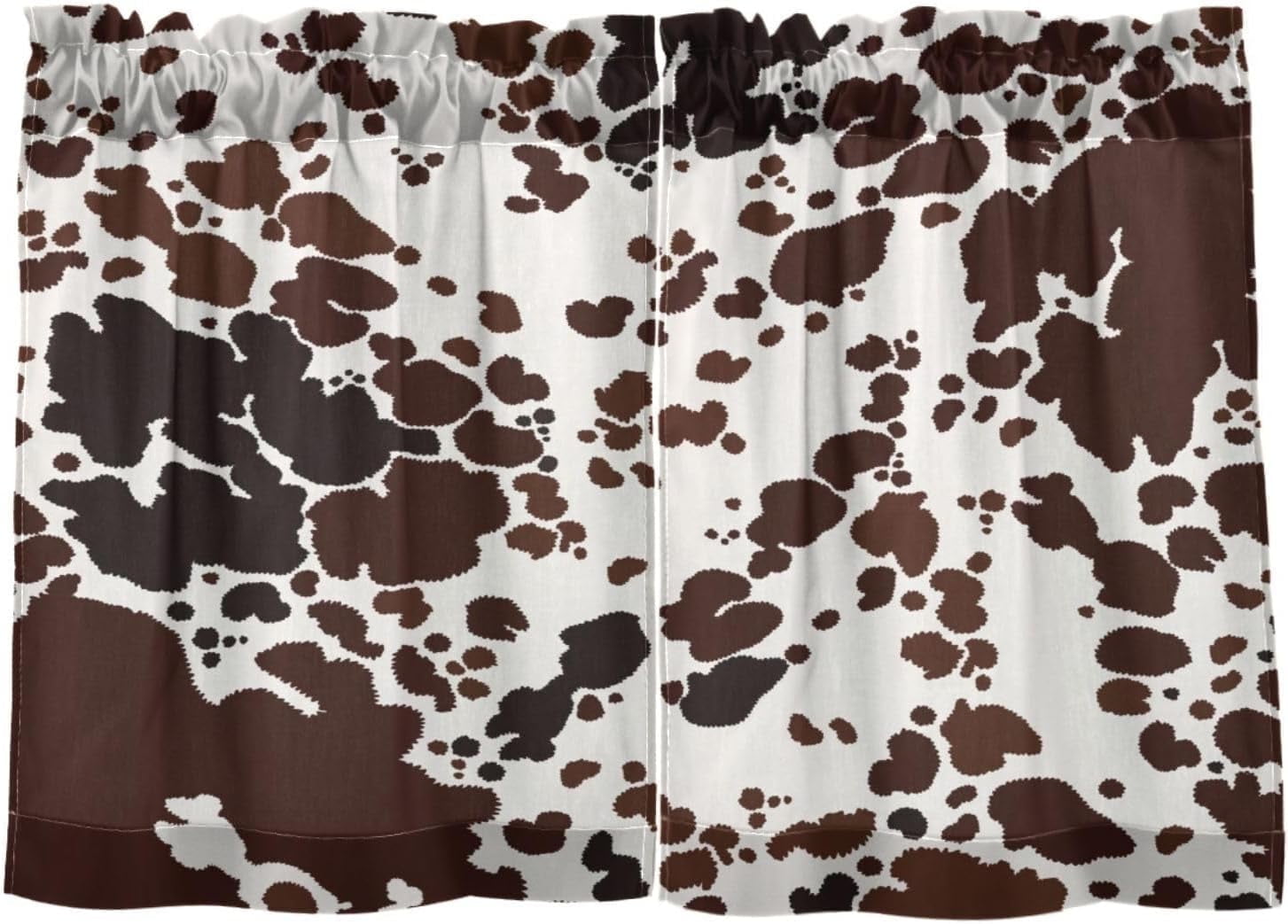 Coolnut 24 Inch Length Kitchen Curtains Cow Print 2 Panels Half Window ...