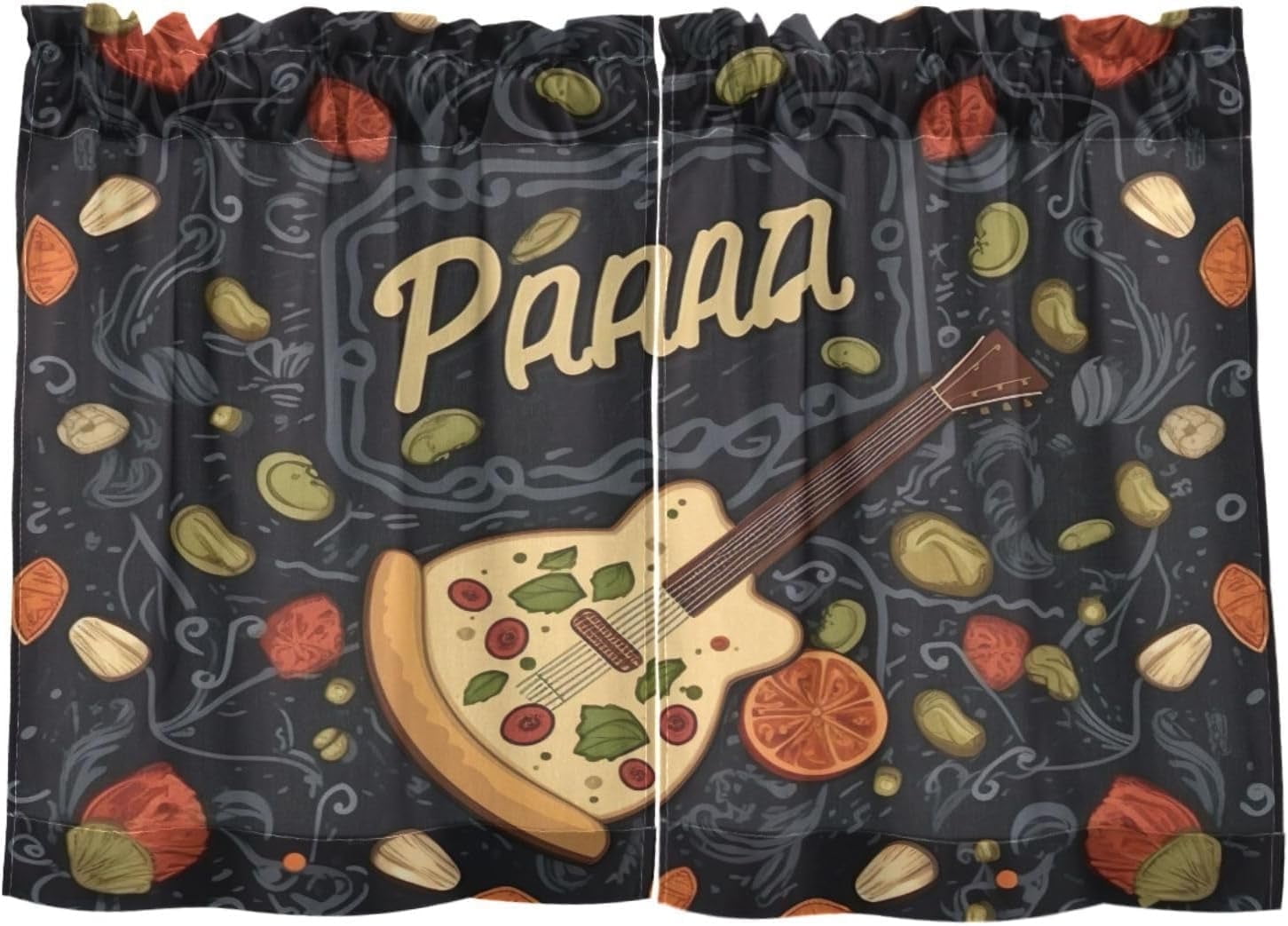 Coolnut 24 Inch Length Kitchen Curtains Pizza Background 2 Panels Half ...