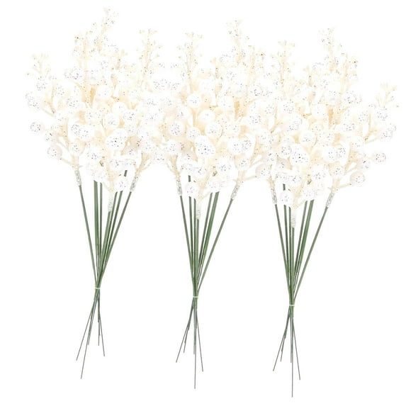 Coolnut 24-Pack Artificial Glitter Holly Berry Twig Decorations, Fruit ...