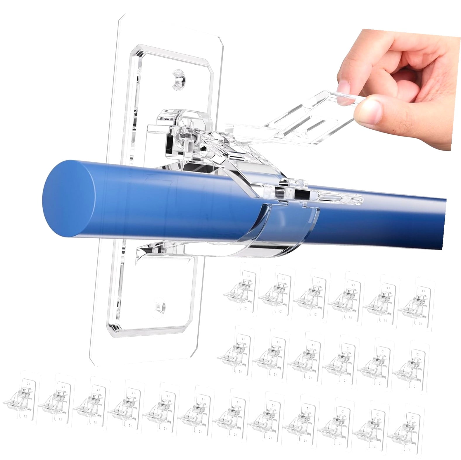 Coolnut 24-Pack No Drill Needed Curtain Rod Holders Brackets, Rod ...