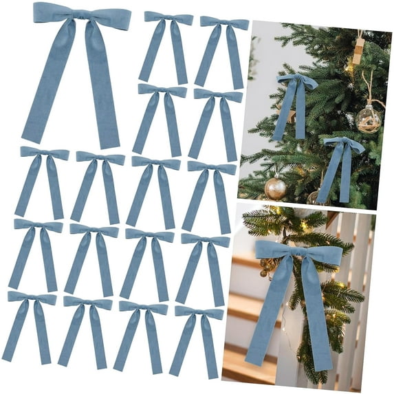 Coolnut 24 Pieces Velvet Bows Christmas Tree Ornaments Double Faced ...