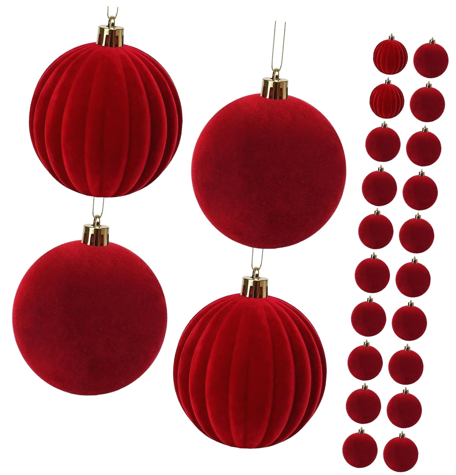 Coolnut 24Pcs Burgundy Velvet Christmas Balls Bulk 3.15in Christmas ...