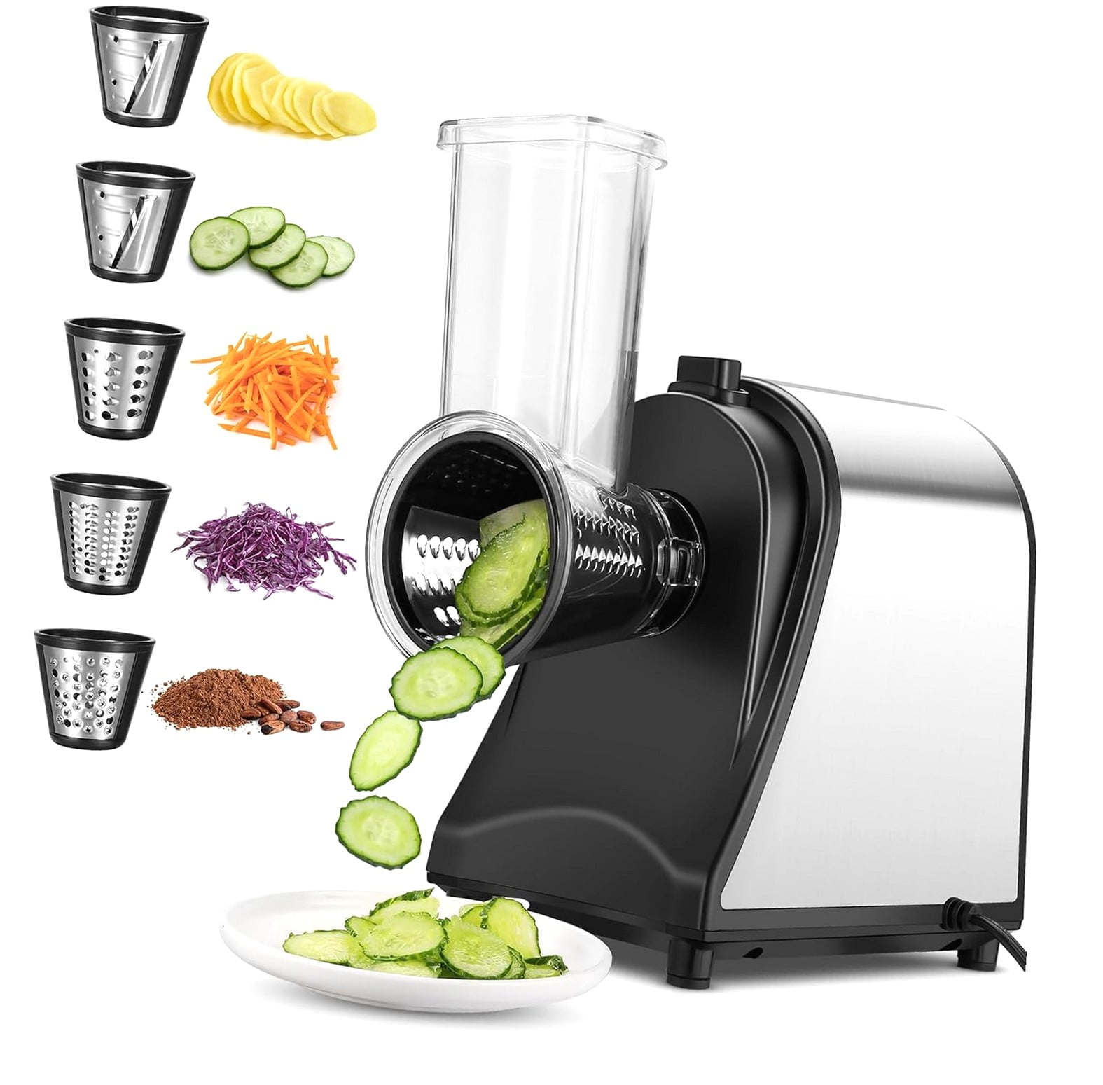 Coolnut 250W Electric Cheese Grater, Electric Slicer Shredder, Salad ...