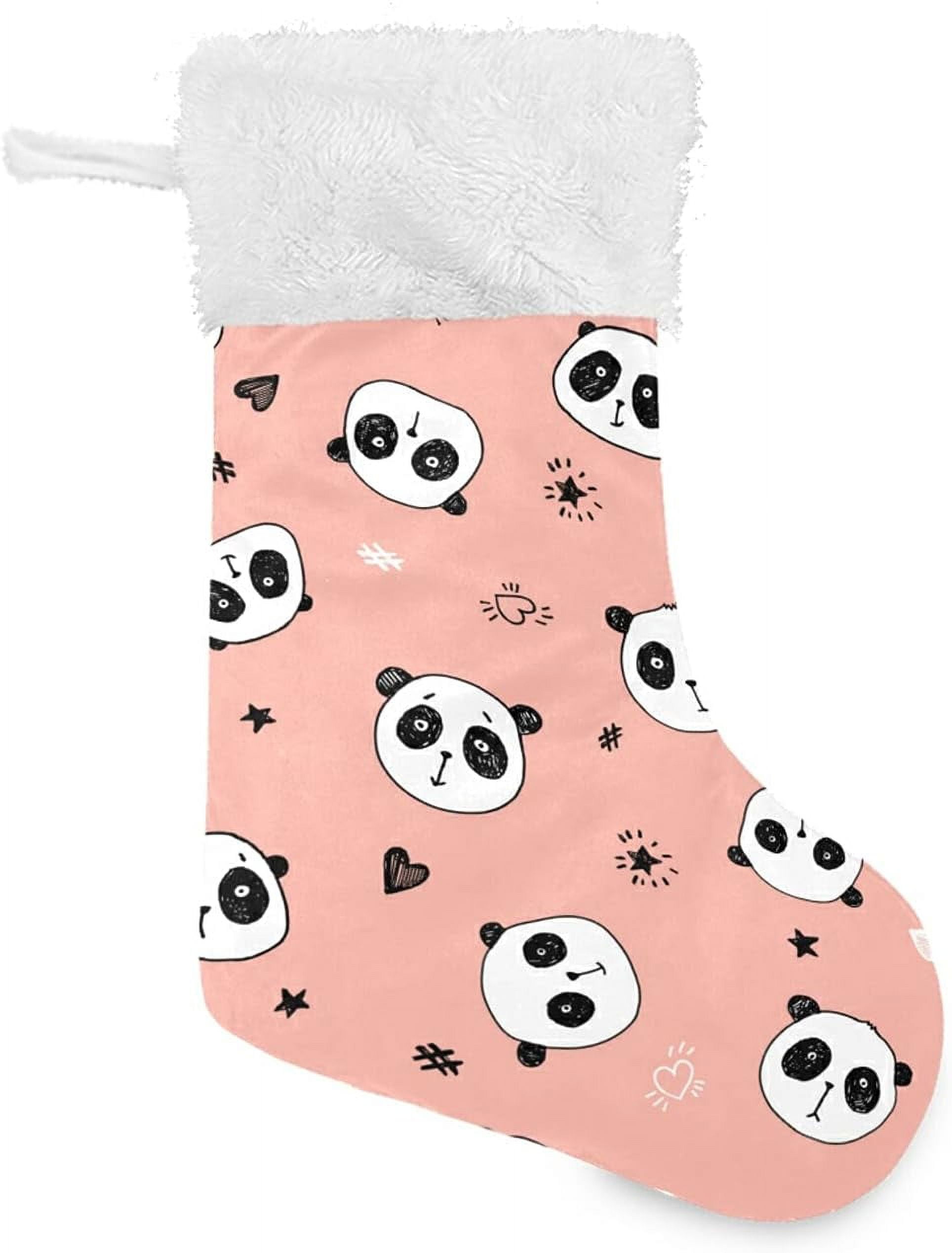Coolnut 2PCS Christmas Stocking Cartoon Pink Panda Xmas Stockings Decoration for Family Holiday ...