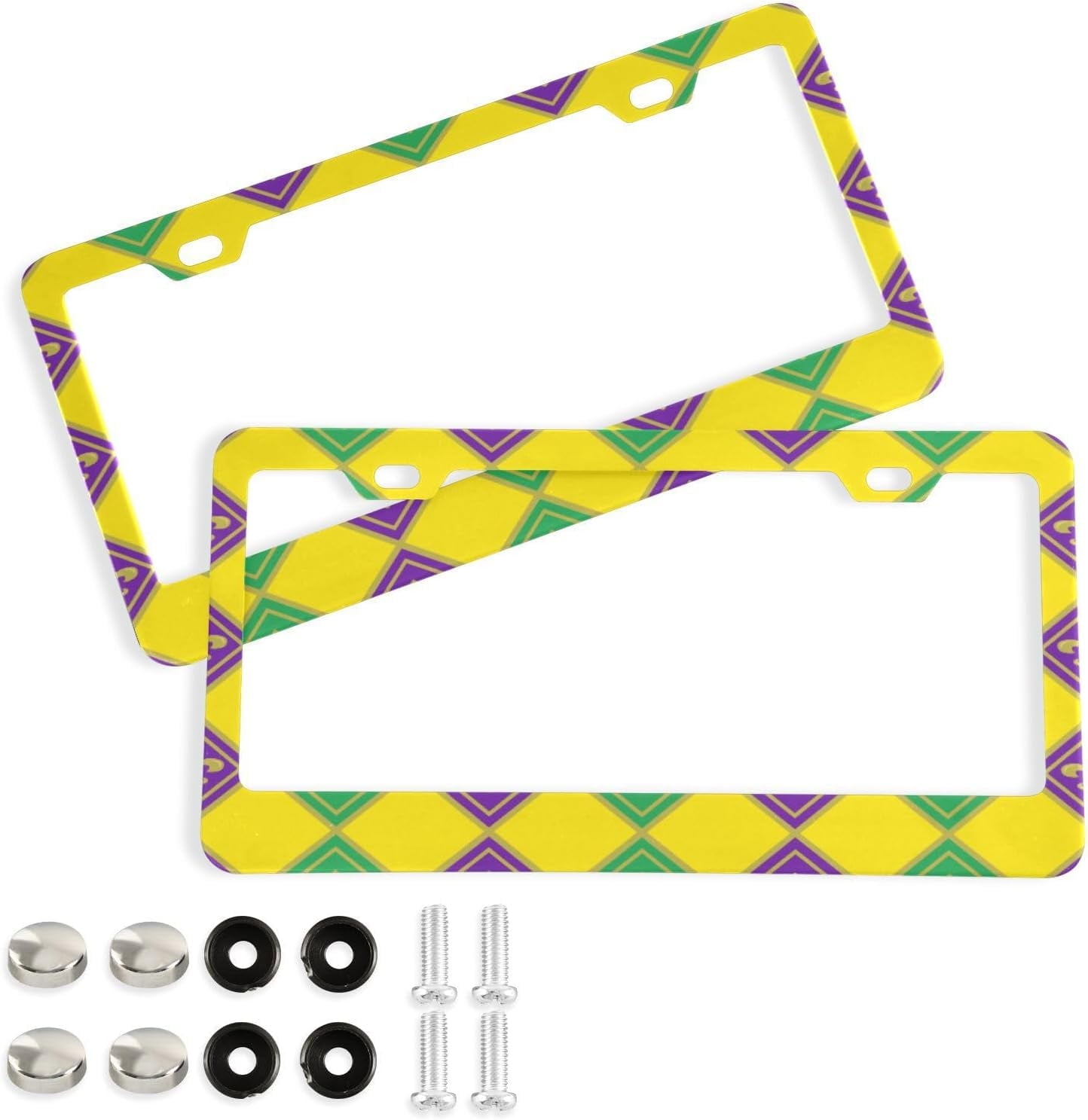 Coolnut 2Pcs License Plate Frames Mardi Gras Universal Aluminum License ...