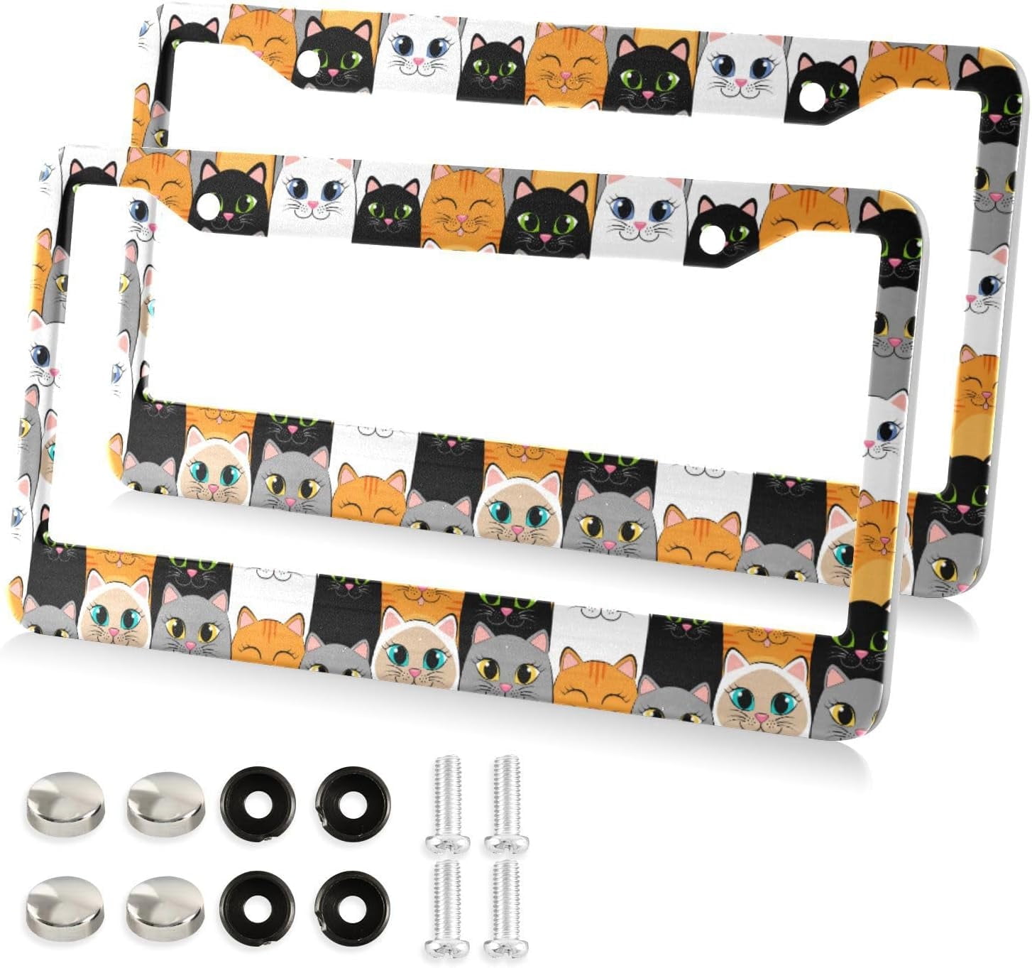 Coolnut 2pcs Cats License Plate Frame for Car Accessories Rustproof ...