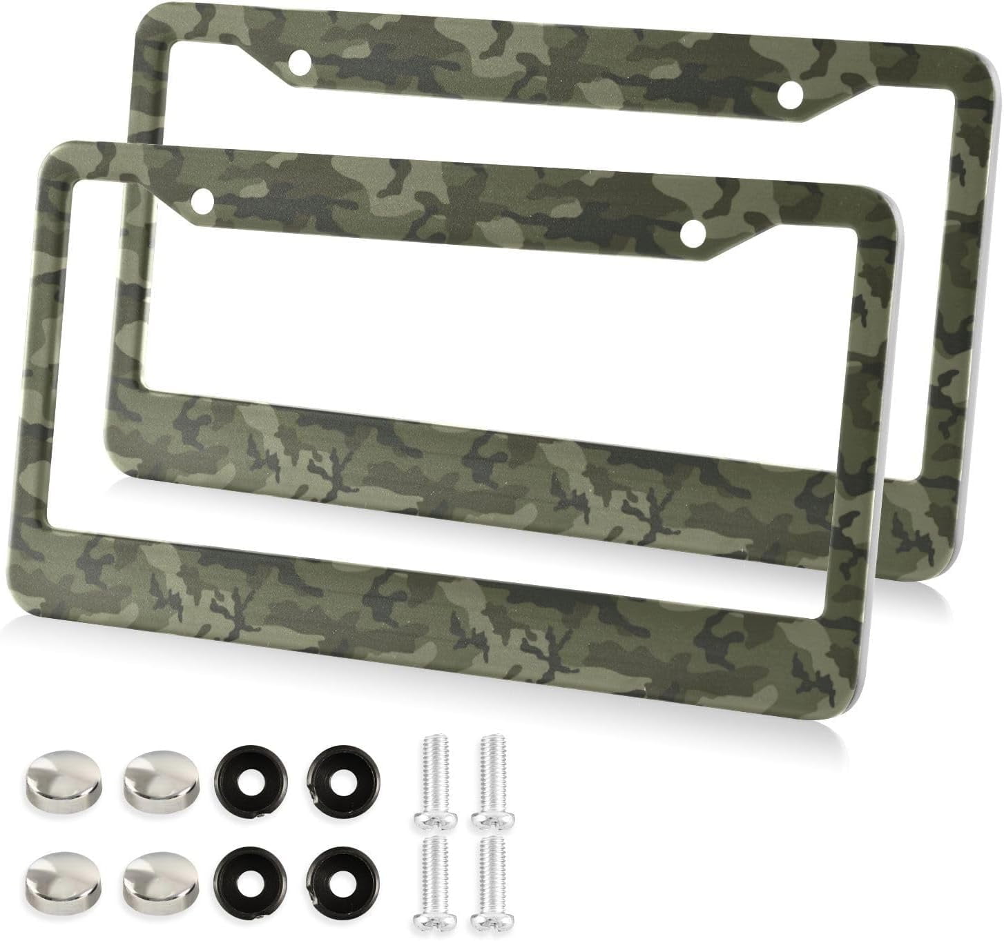 Coolnut 2pcs Green Military Camouflage License Plate Frame for Car ...
