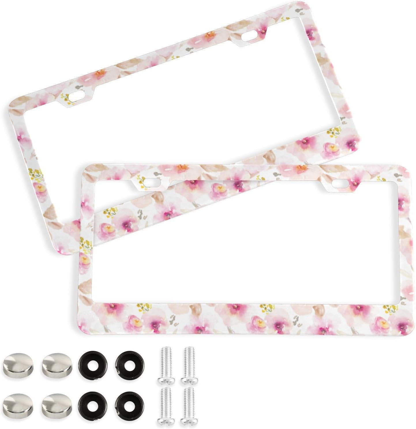 Coolnut 2pcs Purple Flower License Plate Frame for Car Accessories ...