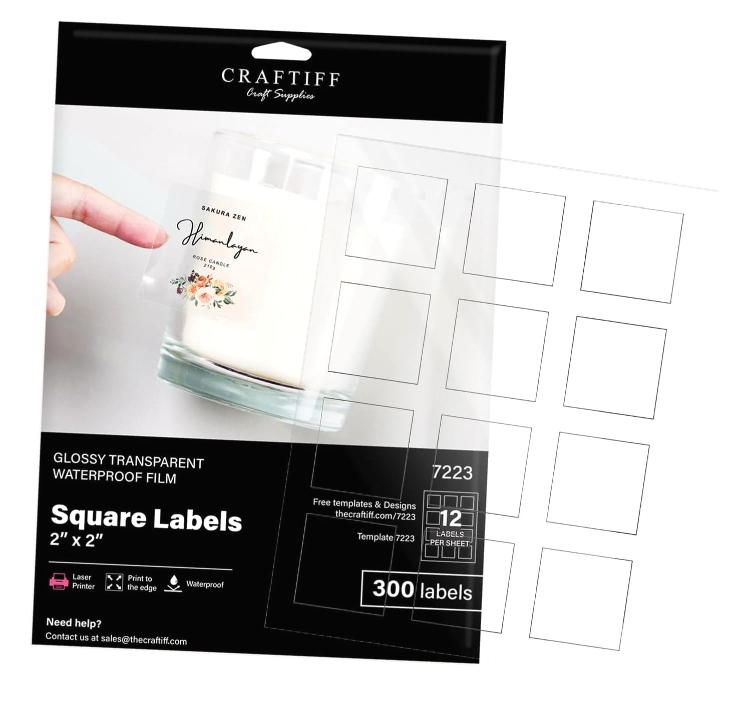 Coolnut 2x2 Clear Square Labels Stickers Glossy for Printer, Pack of ...