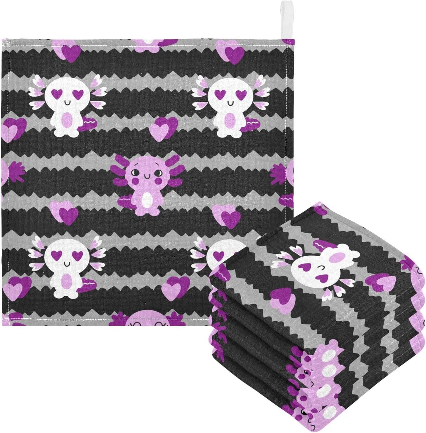 Coolnut 3 PCS Axolotls and Hearts Baby Muslin Washcloths, Asexual Flag ...