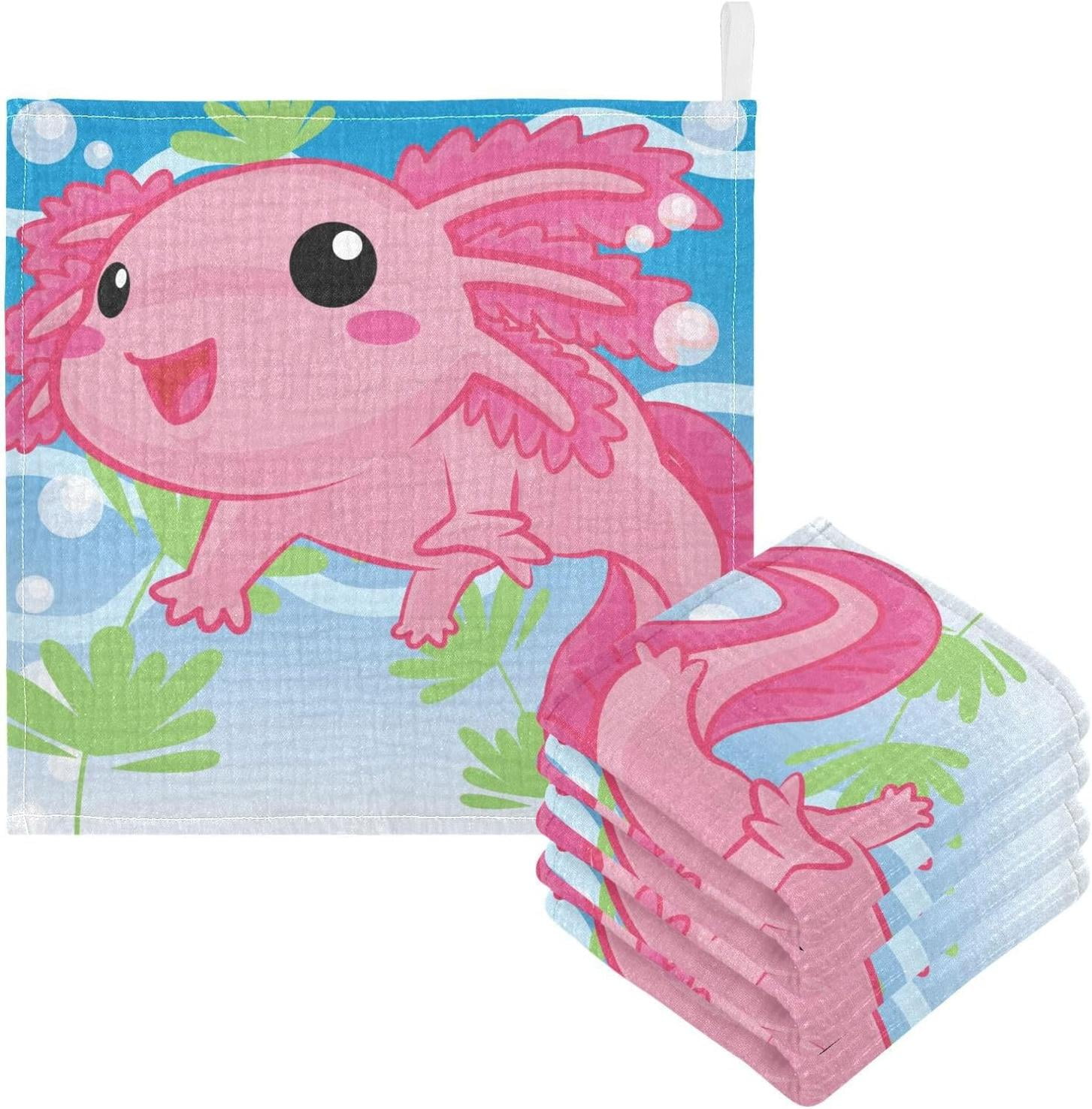 Coolnut 3 PCS Cute Axolotl Baby Muslin Washcloths, Salamander Cartoon ...