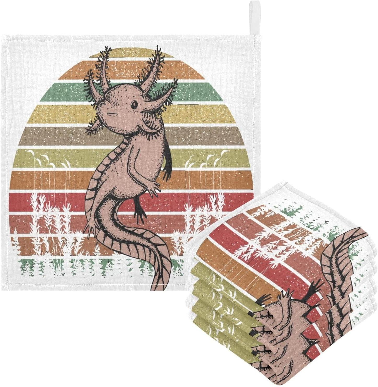 Coolnut 3 PCS Funny Axolotl Baby Muslin Washcloths, Hand Drawn Face ...