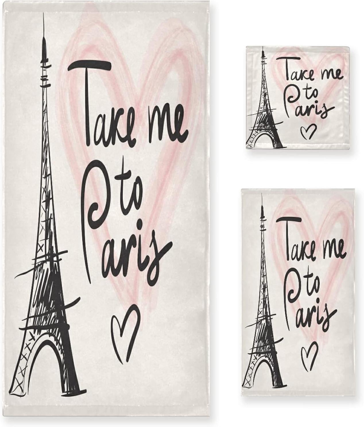 Coolnut 3 PCS Towel Beautiful Eiffel Tower Take Me to Paris Cotton Bath ...