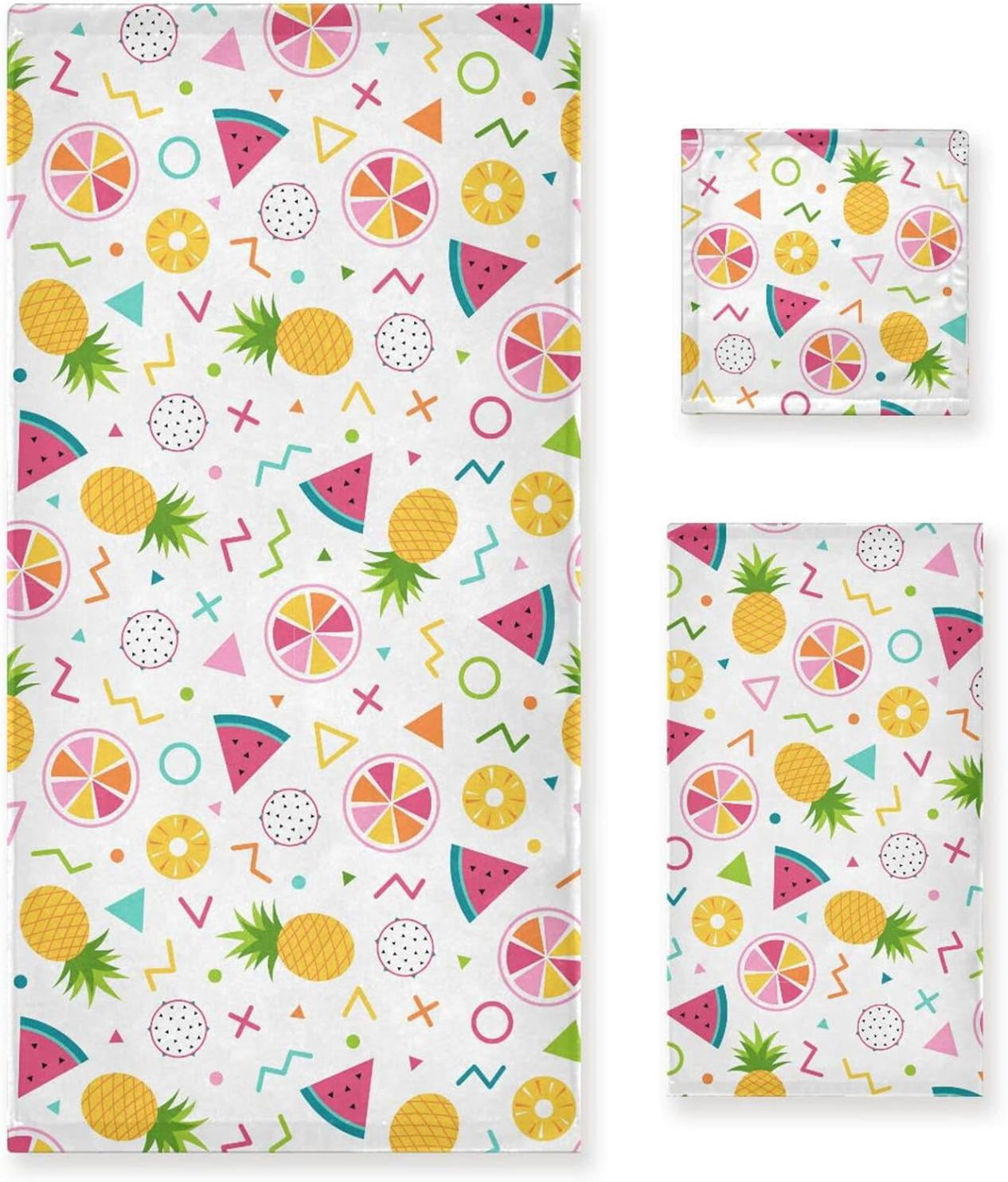 Coolnut 3 PCS Towel Lovely Tropical Pattern Cotton Bath Towel Set (1 ...