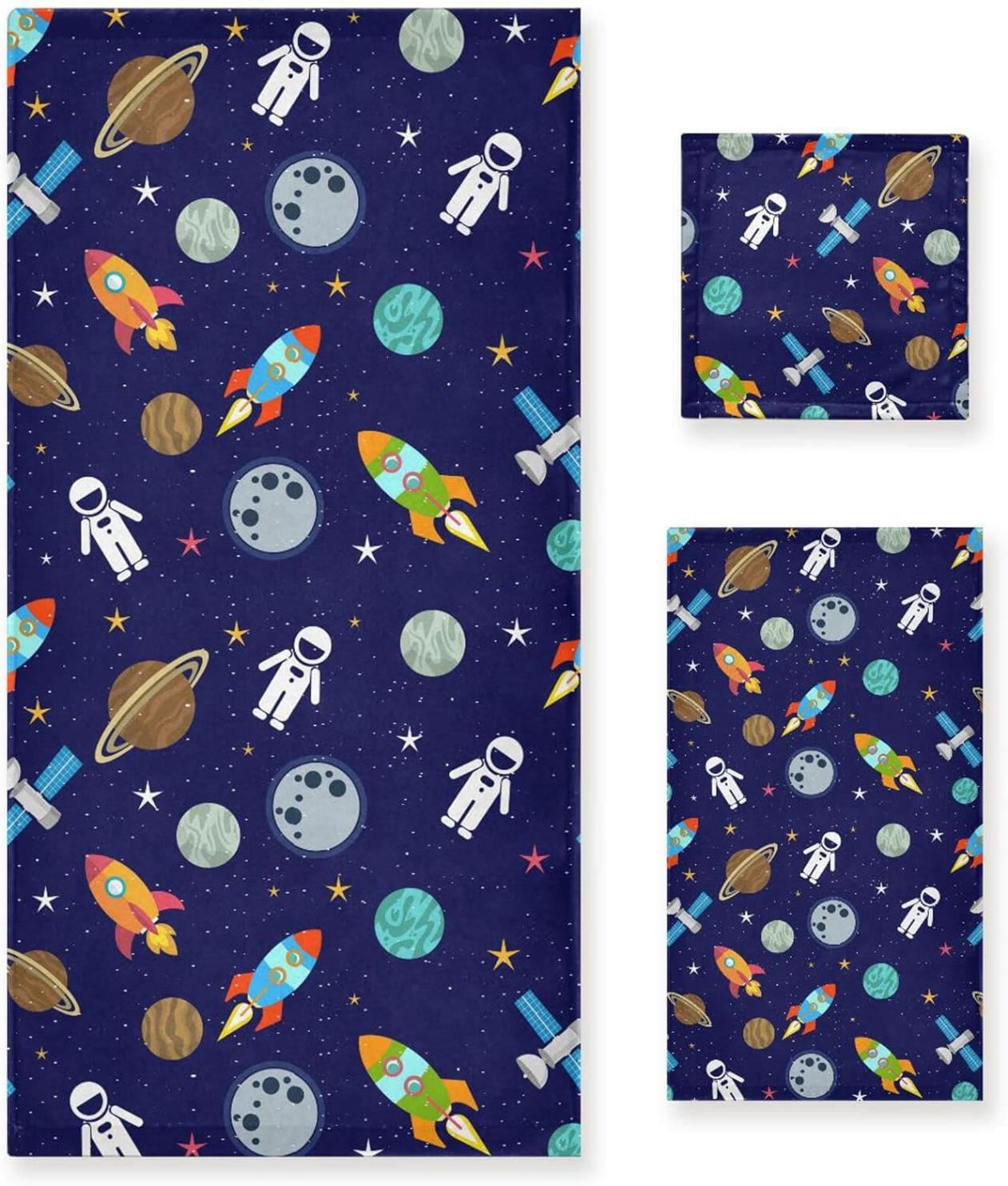 Coolnut 3 PCS Towel Space Cotton Bath Towel Set (1 Bath Towel, 1 Hand ...