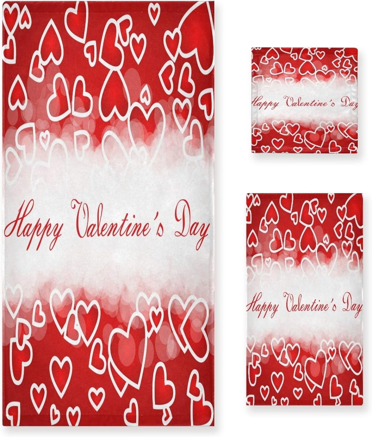 Coolnut 3 Piece Bath Towel Set, Soft Bathroom Towels Happy Valentine's ...