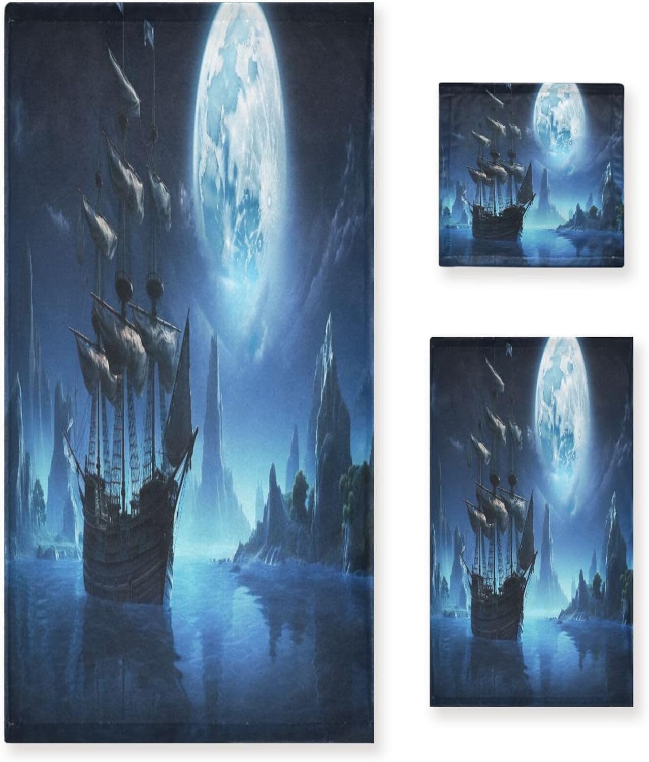 Coolnut 3 Piece Bath Towels Set, Super Soft Absorbent Pirate Ship ...