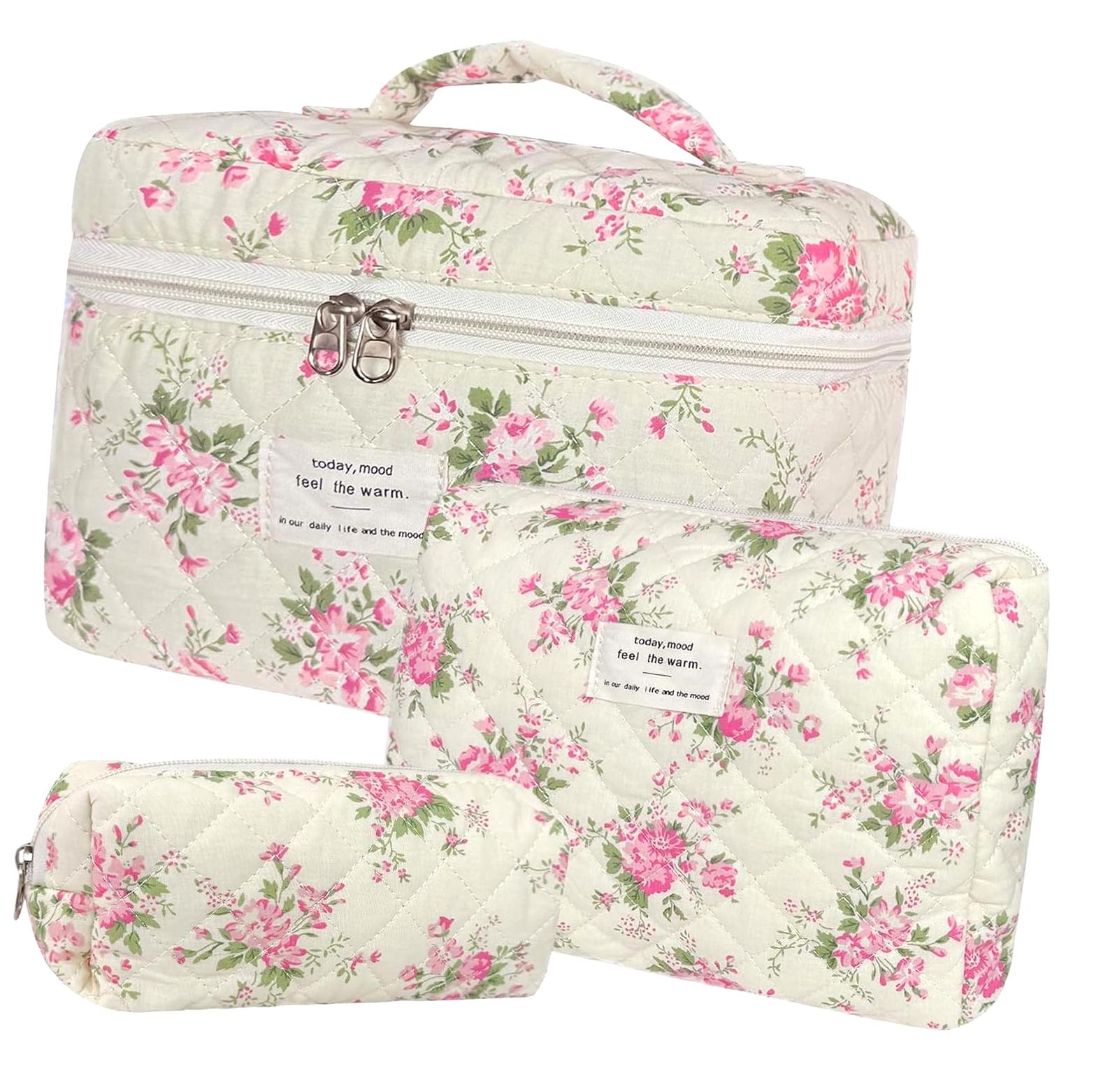 Coolnut 3-Piece Cotton Quilted Set for Women and Girls, Large Floral ...