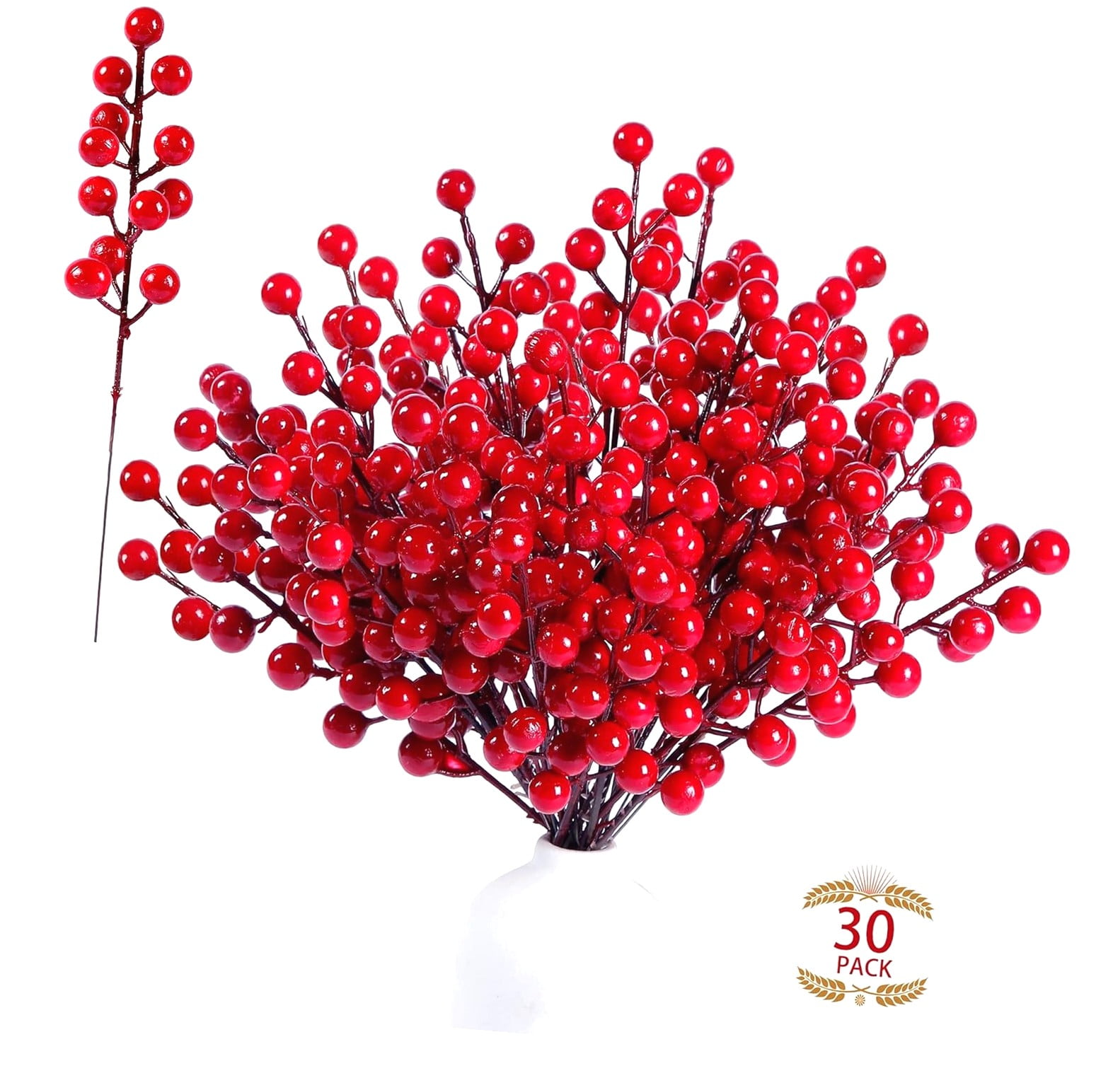 Coolnut 30-Pack Artificial Red Berry 8.9-Inch Christmas Red Berry Picks ...