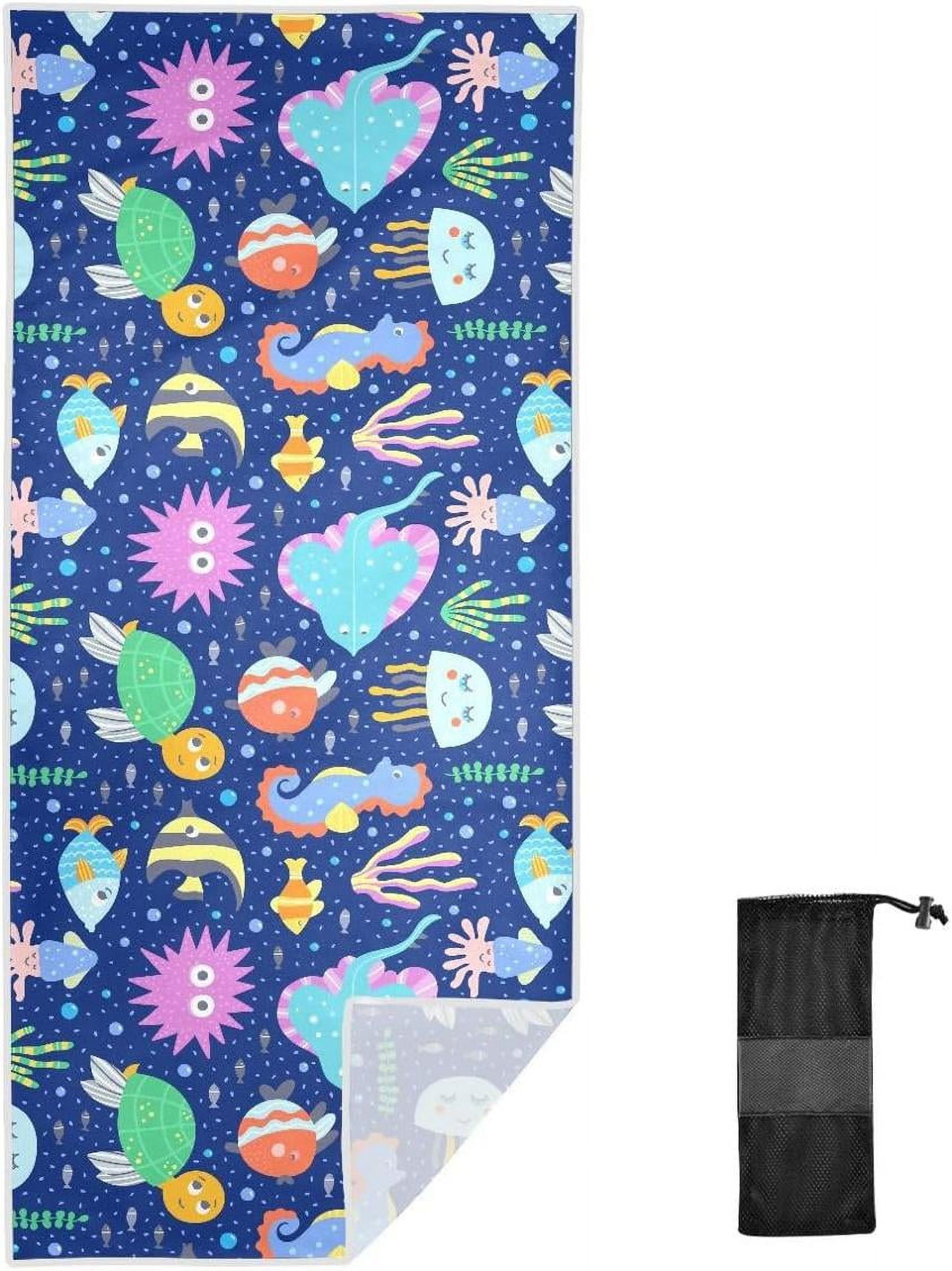 Coolnut 30"x60" Beach Towel with Travel Bag, Sea Animals and Ocean ...