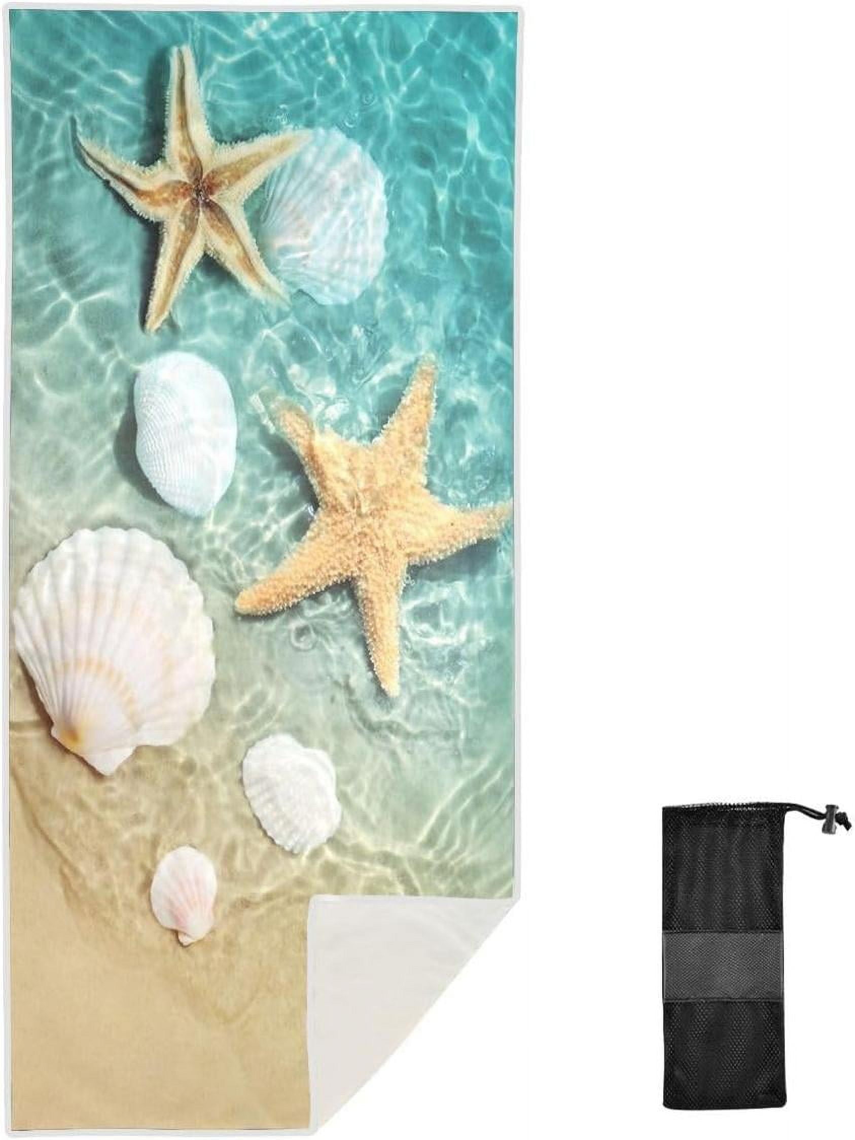 Coolnut 30"x60" Beach Towel with Travel Bag, Starfish Seashell on ...