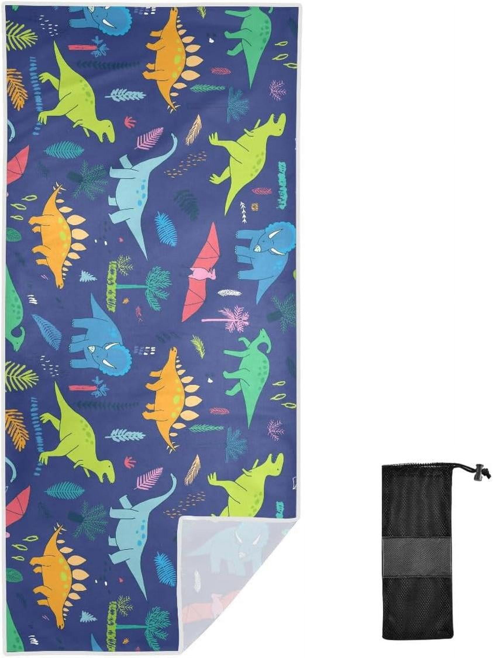 Coolnut 31"x71" Beach Towel with Travel Bag, Dinosaurs Adventure with ...